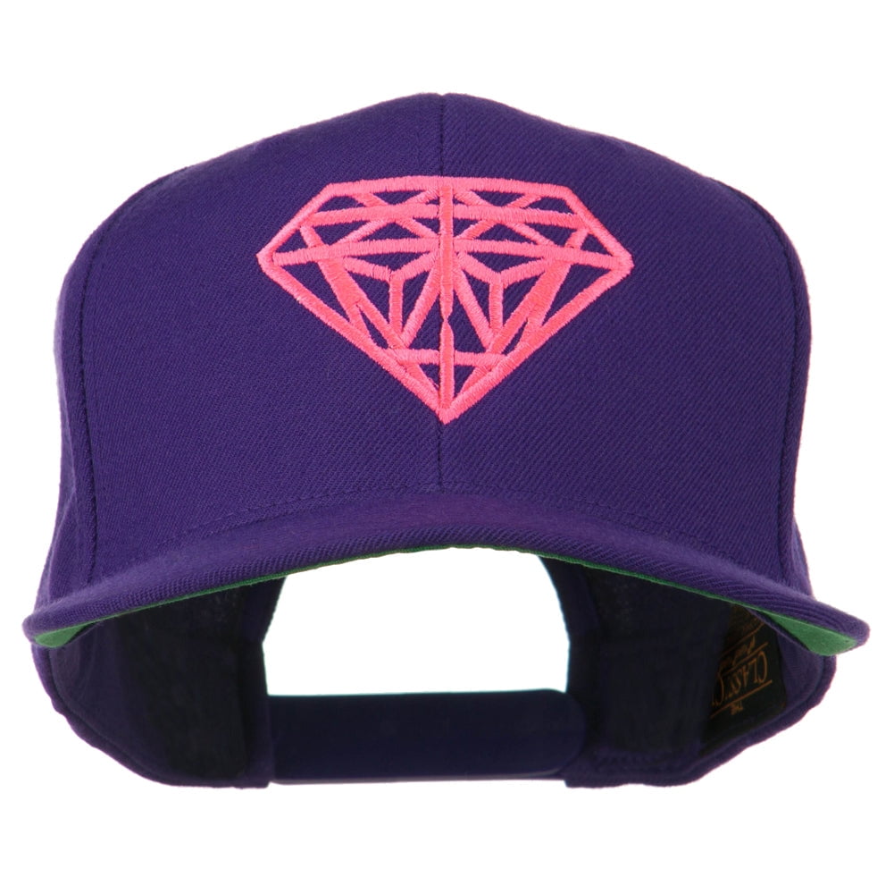 Pink Diamond Outline Embroidered Snapback Cap - Purple OSFM - Walmart.com