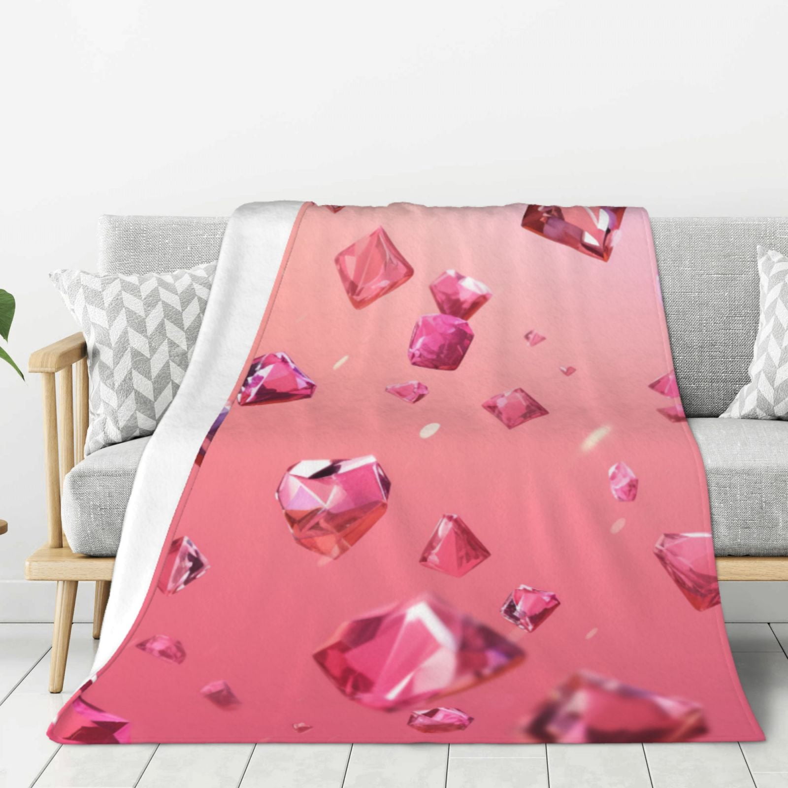 Pink Diamonds Fallen Lightweight Plush Fuzzy Cozy Soft Blankets 80"X60" - Walmart.com
