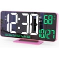 Pink Digital Clock 6.7In Desk Clock With Dual Alarm Clock, Dimming, 12 ...