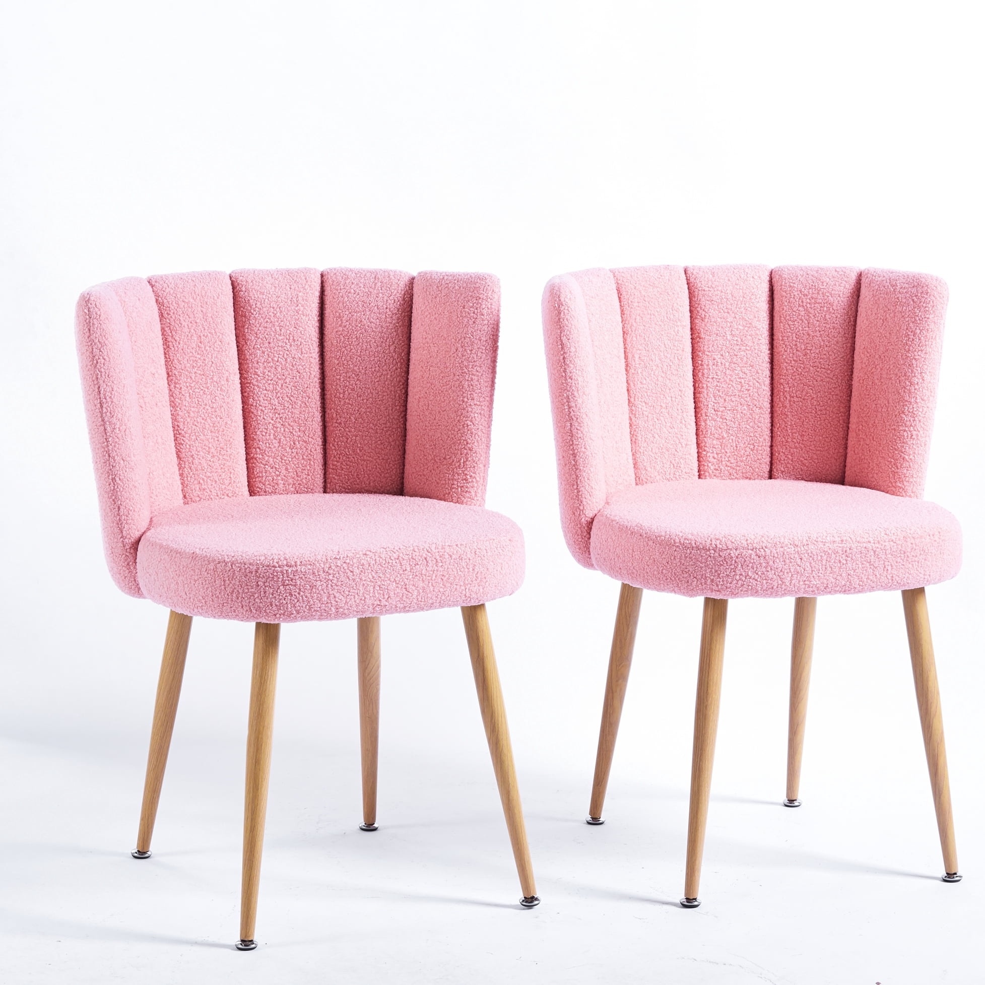 Pink Dining Chairs (2): Spacious Seat, Comfortable Back, Iron Tube Legs ...