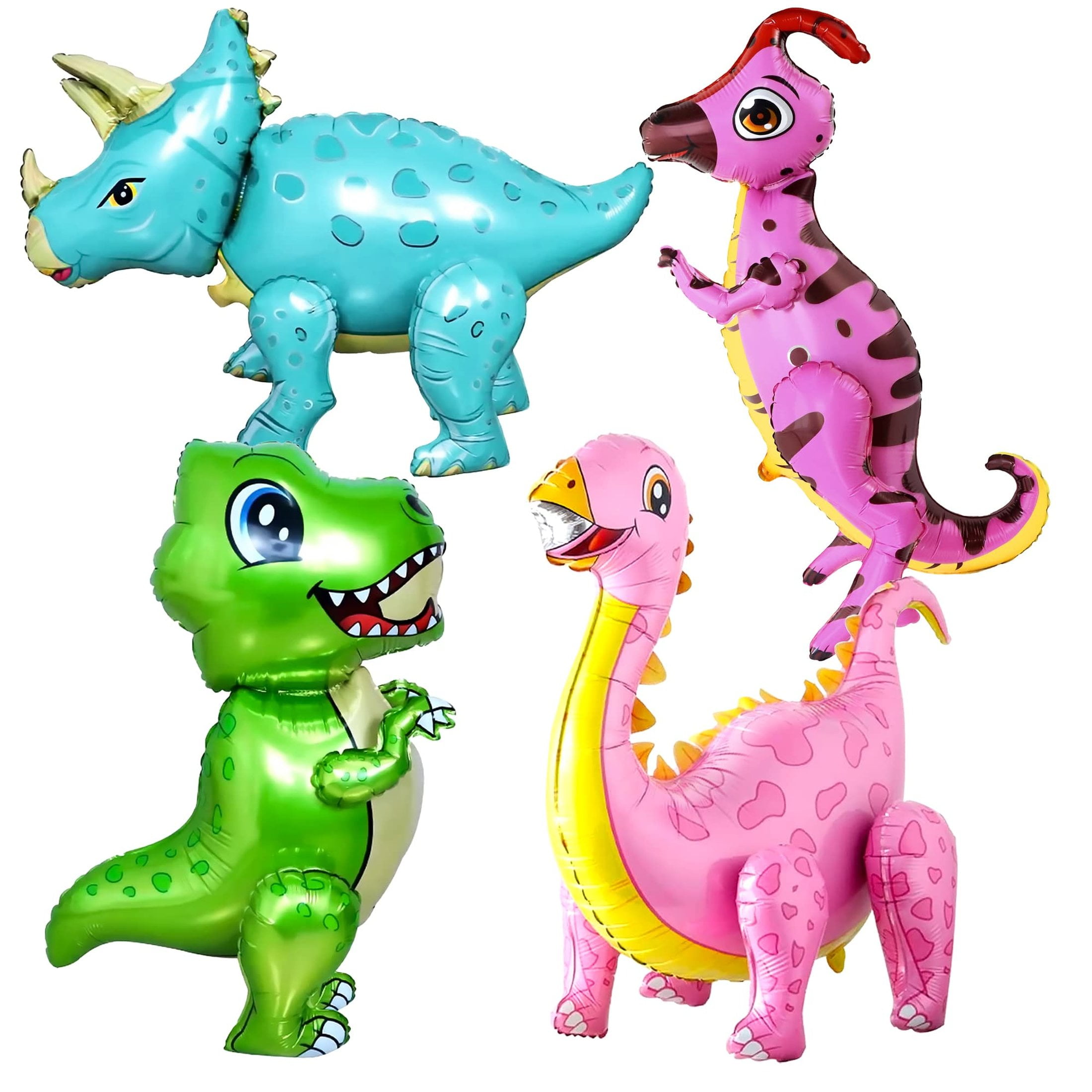 Pink Dino Party Pack - 4 Large Dinosaur Balloons for Birthday ...