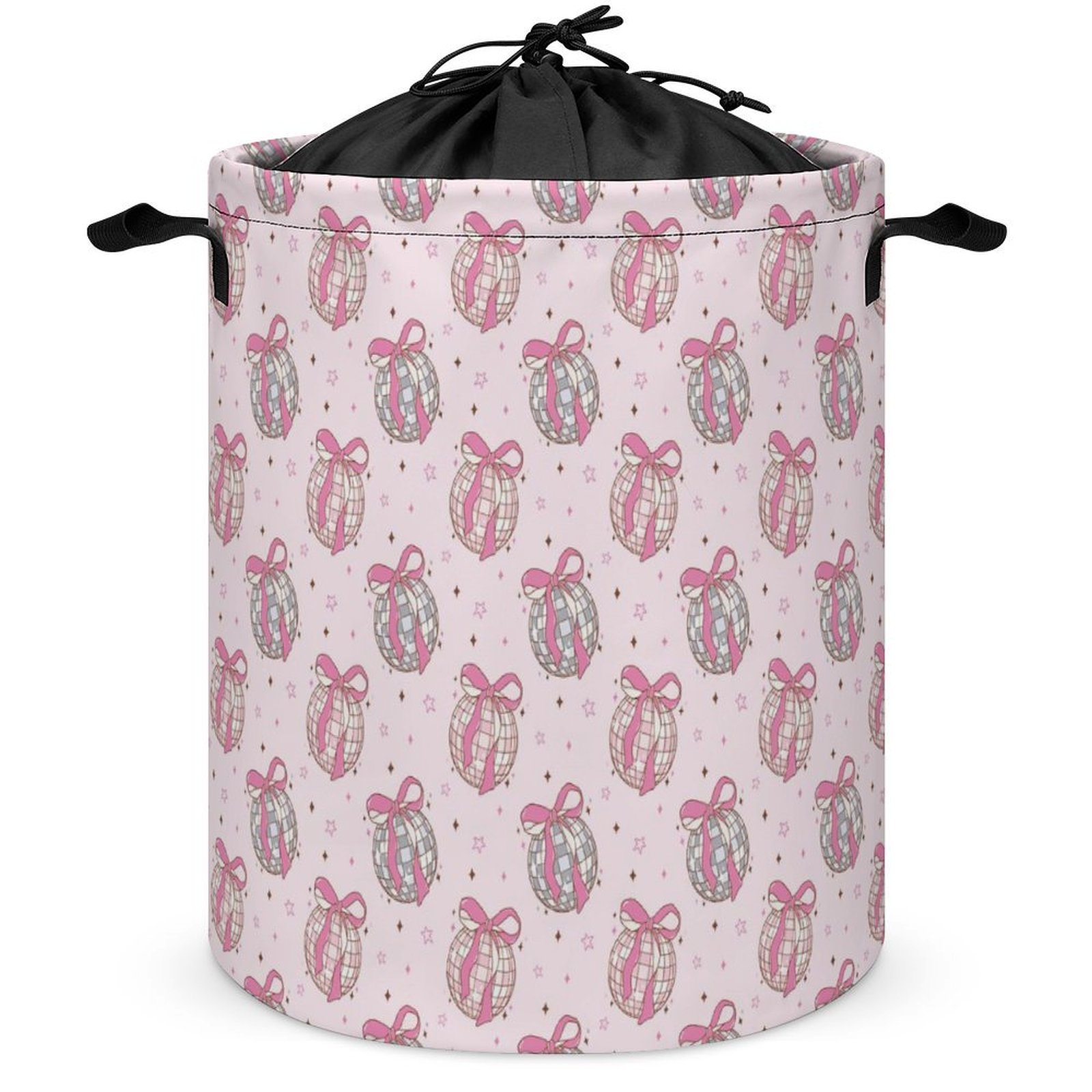 Pink Disco Ball Laundry Basket Dirty Clothes Hamper, Waterproof Laundry ...