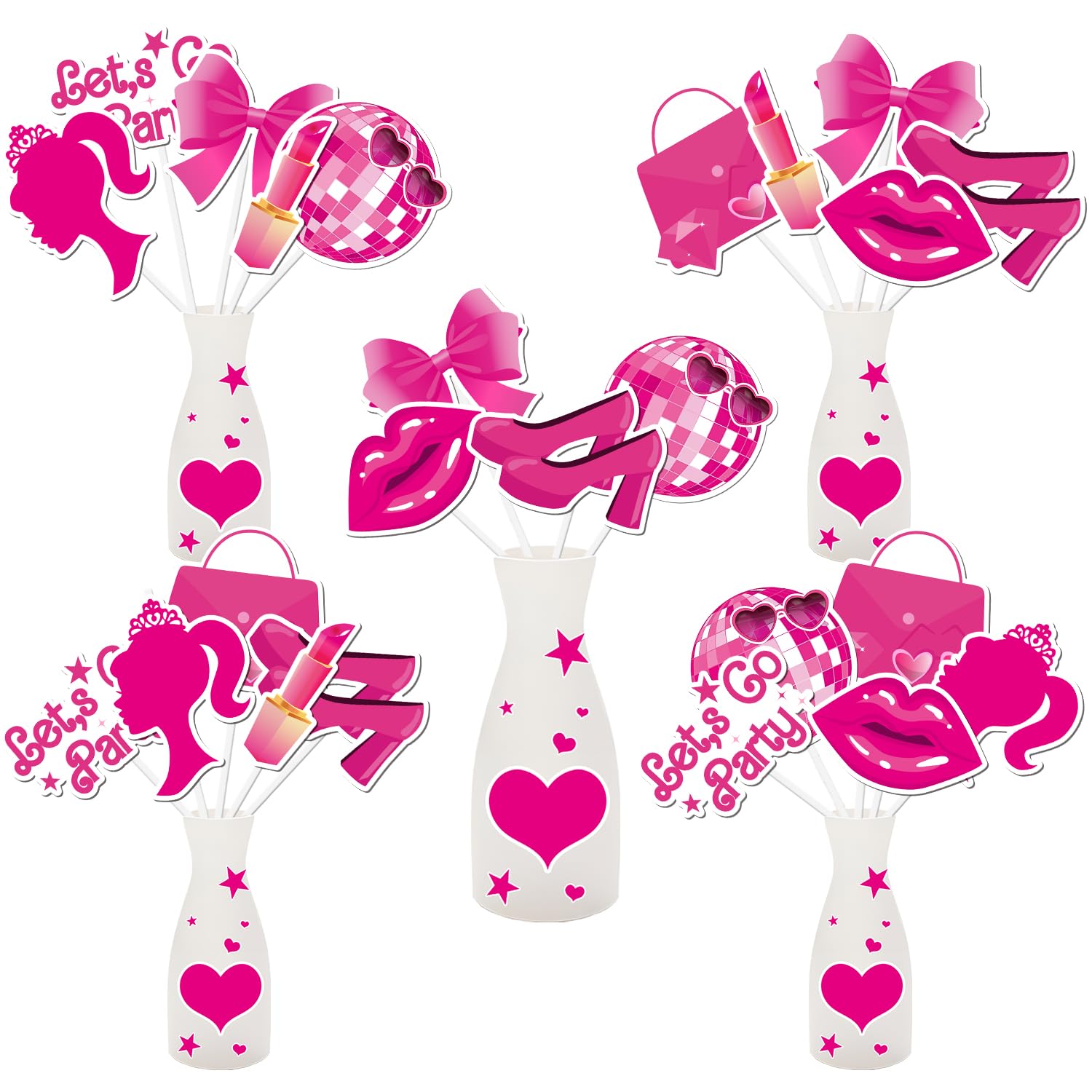 Pink Doll Let's Go Party Centerpieces Pink Makeup Theme Birthday Party ...