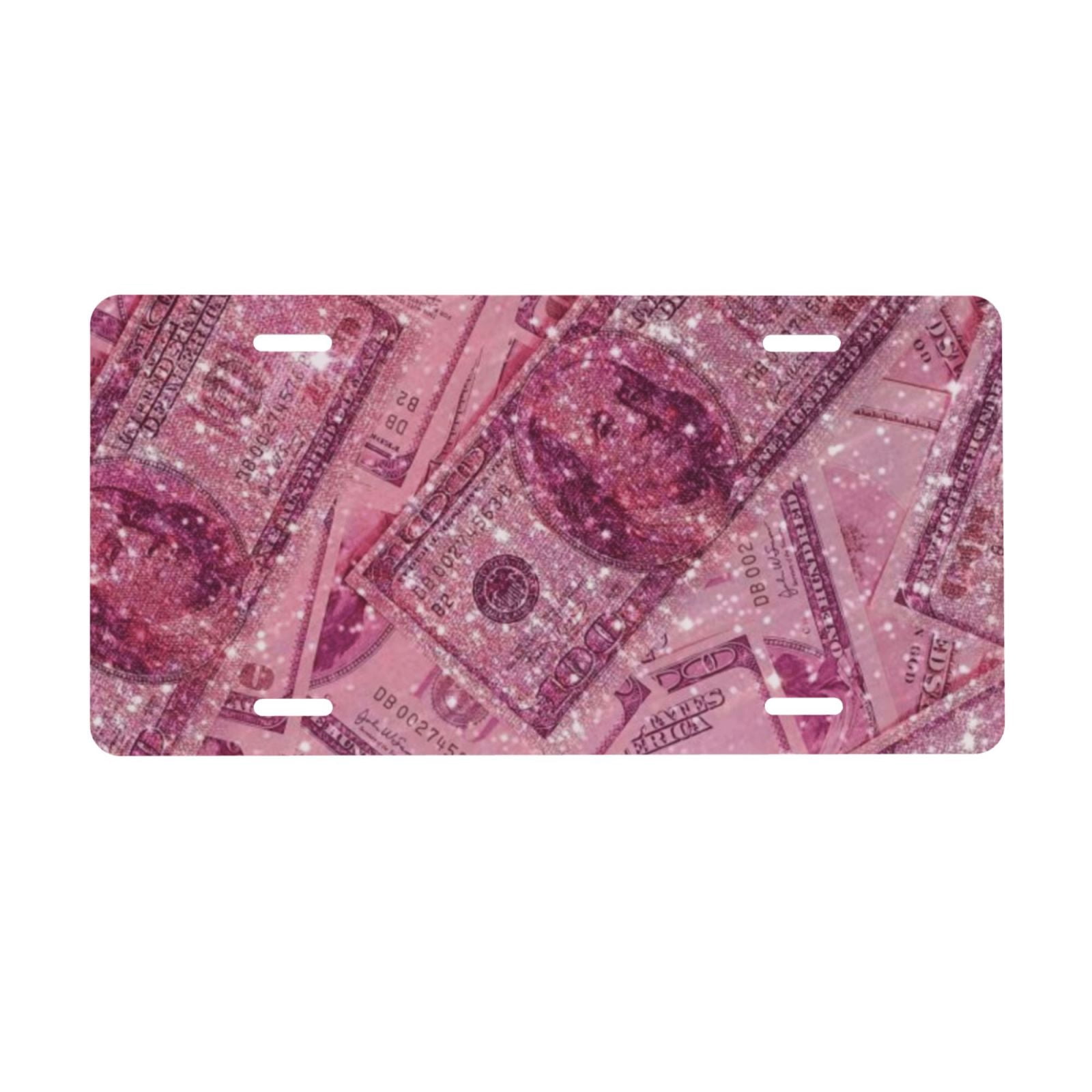 Pink Dollar License Plate, Car Front License Plates With 4 Holes 6 * 12 ...
