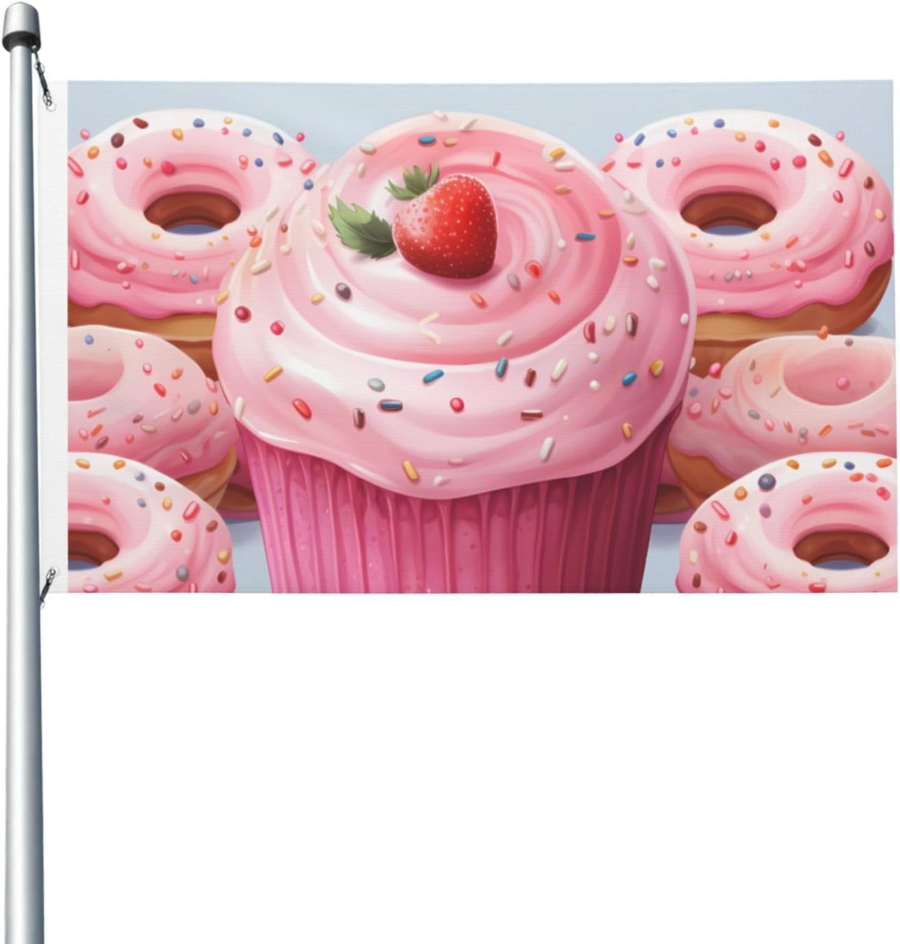 Pink Donut and Cupcake Flag 2x3 ft Flags for Outside Funny Banner ...