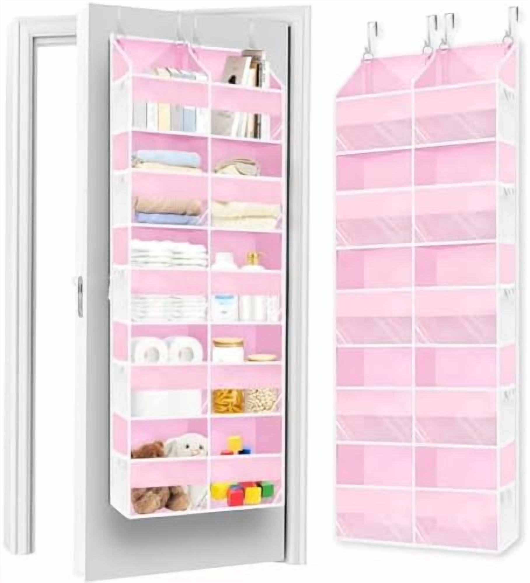 Pink Over The Door Organizer 5 Tiers, Extra Large Behind Door Storage ...