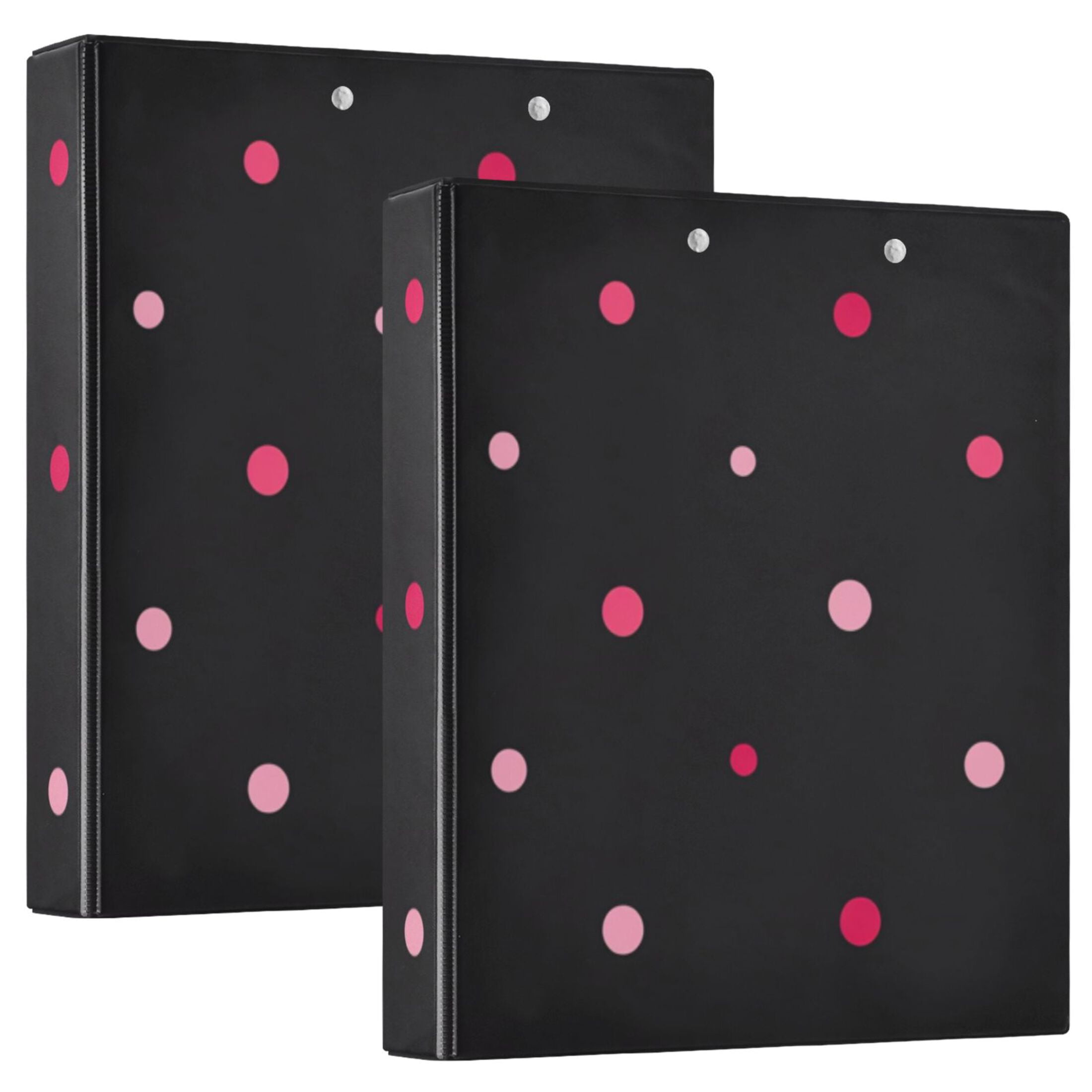 Pink Dots 3 Ring Binders 1.5 inch Hardcover File Folders with Interior ...