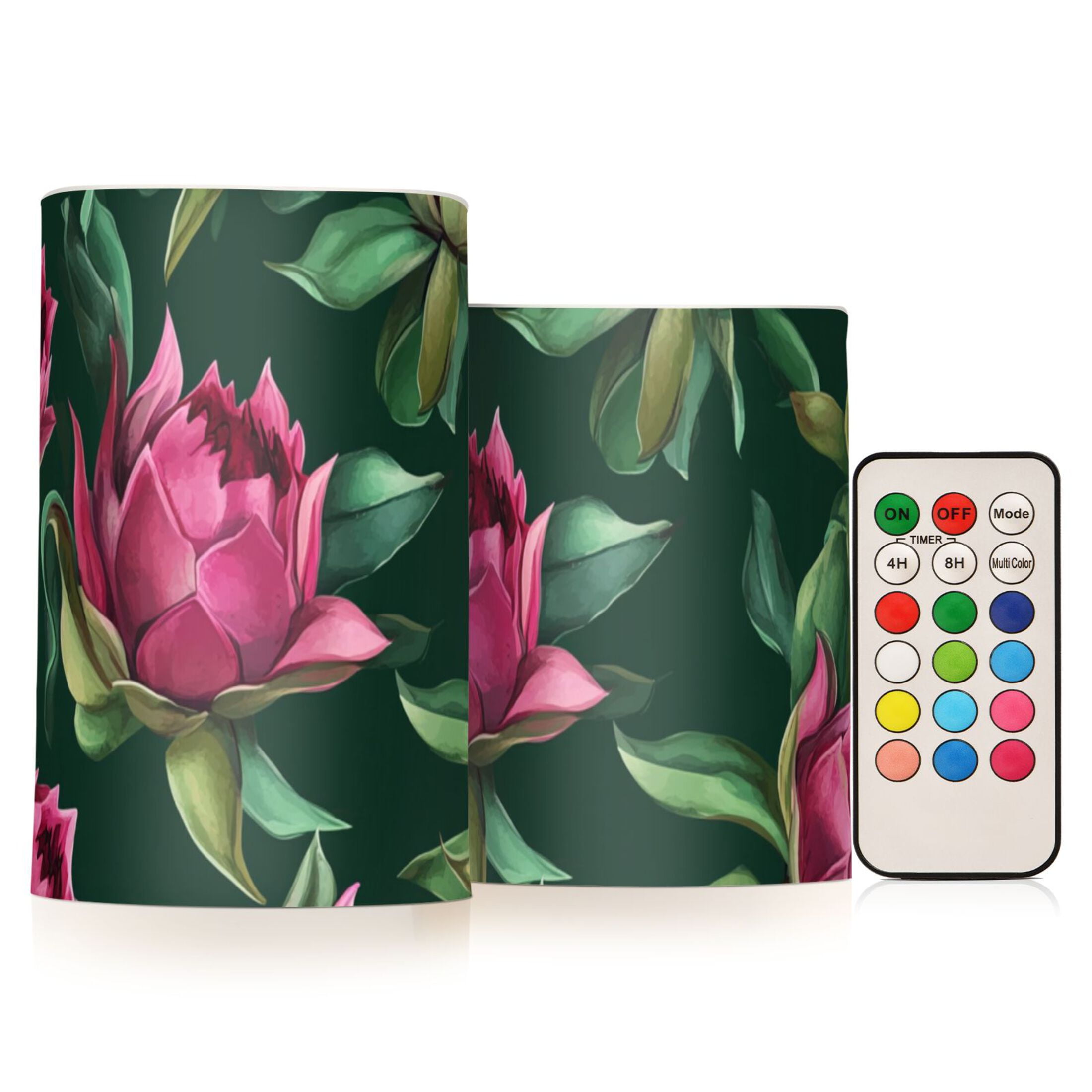 Pink Dragon Fruit with Green Leaves Flickering Flameless Candles ...