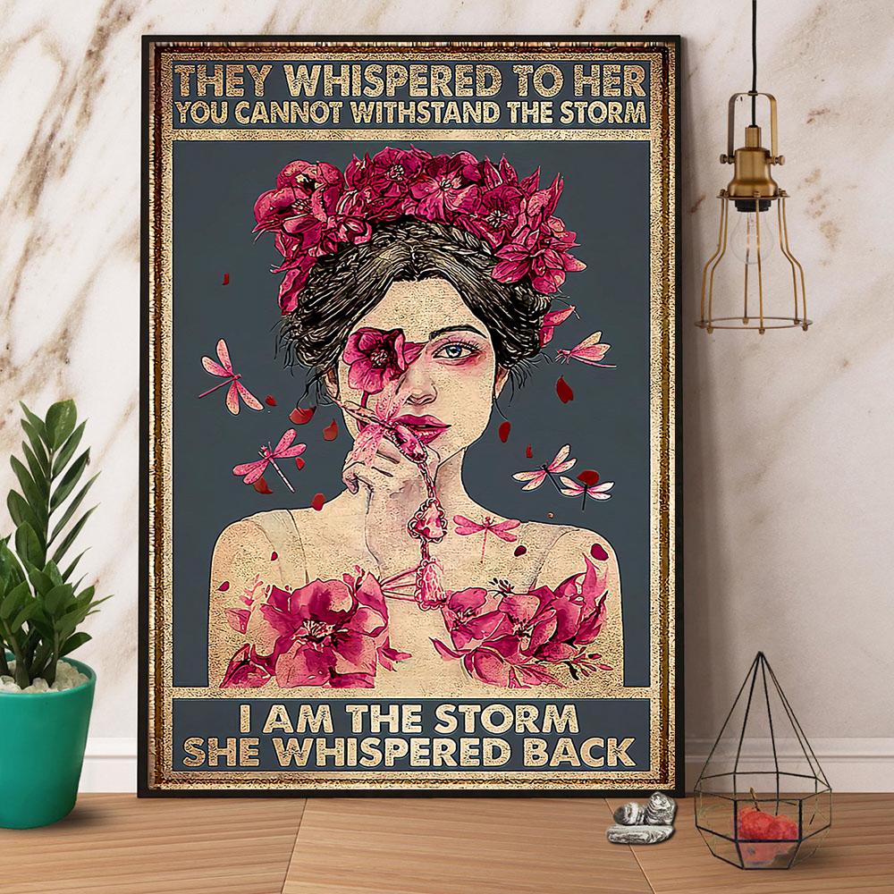 Pink Dragonfly I Am The Storm She Whispered Back Paper Poster No Frame Matte Wall Art Decor 11 x ...