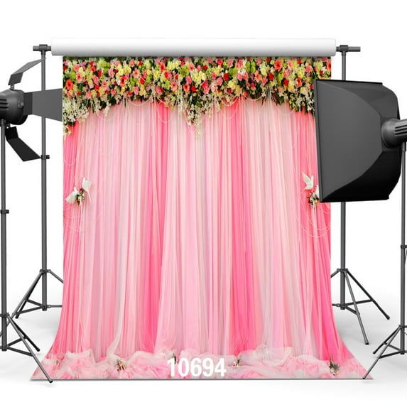 Pink Drapes Wedding Party Rose Floral Customized Vinyl Photography ...