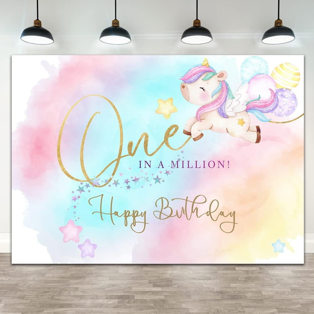 Pink Dreamlike Unicorn 1st Birthday Backdrop One in A Million ...