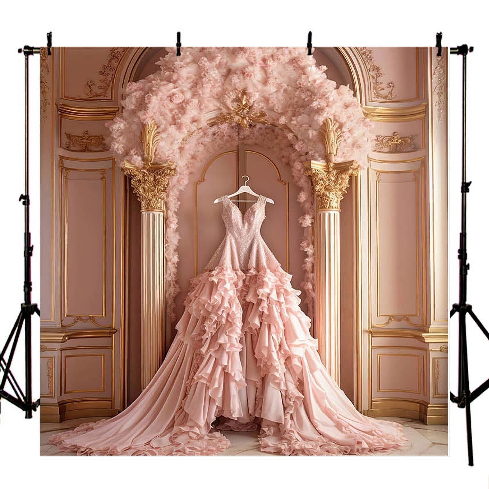 Pink Dress Arch Door Flowers Princess Girls Birthday Party Portrait r ...