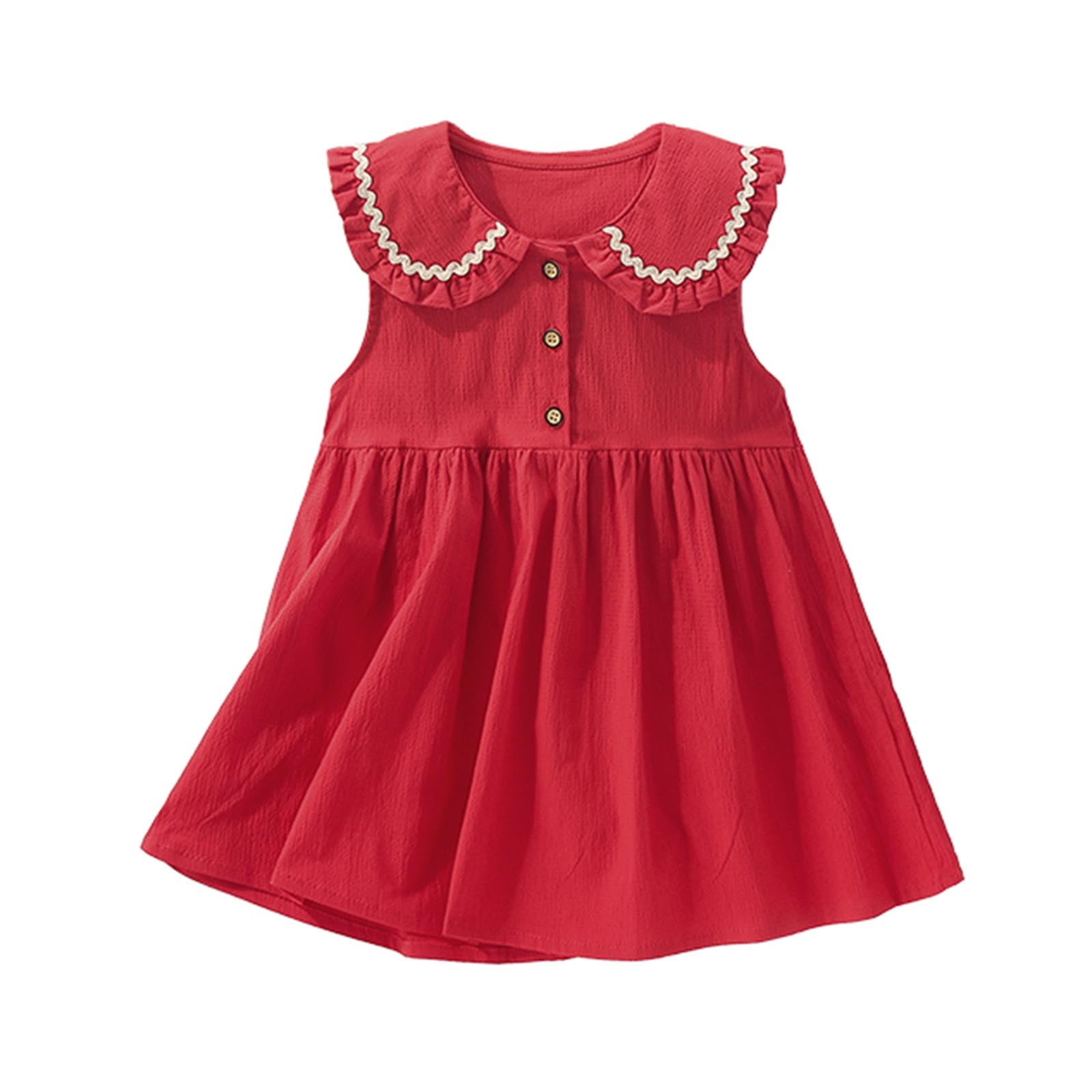 Pink Dress for Girls Cute Button Front Dress – Peter Pan Collar with ...