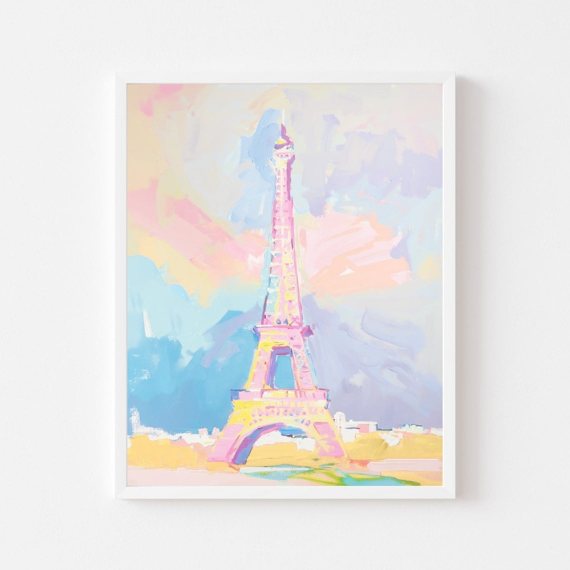 Pink Eiffel Tower Abstract Painting Impressionist Paris Travel Wall Art ...