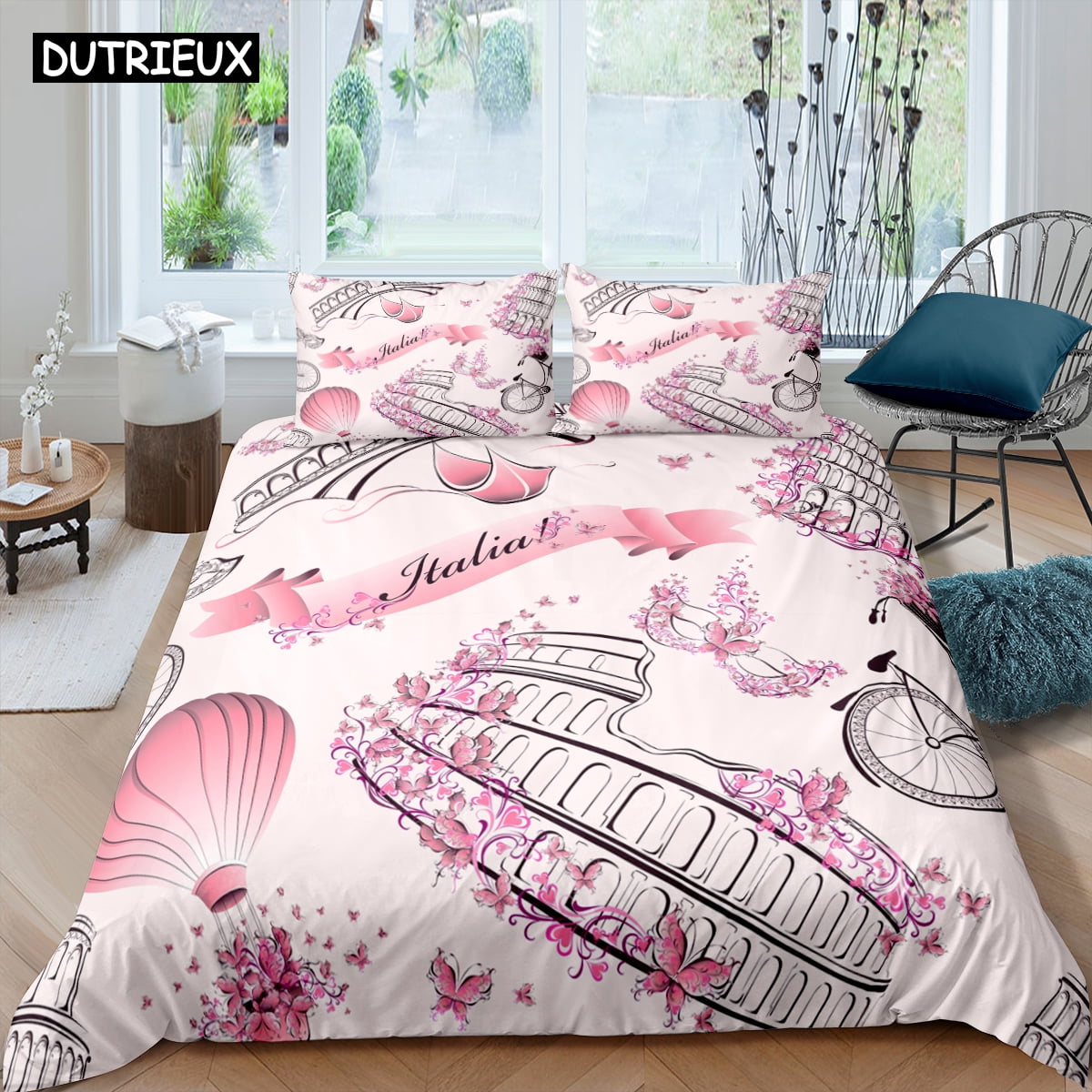 Pink Eiffel Tower Bedding Set Paris Fashoin 3D Print Comforter Luxury ...