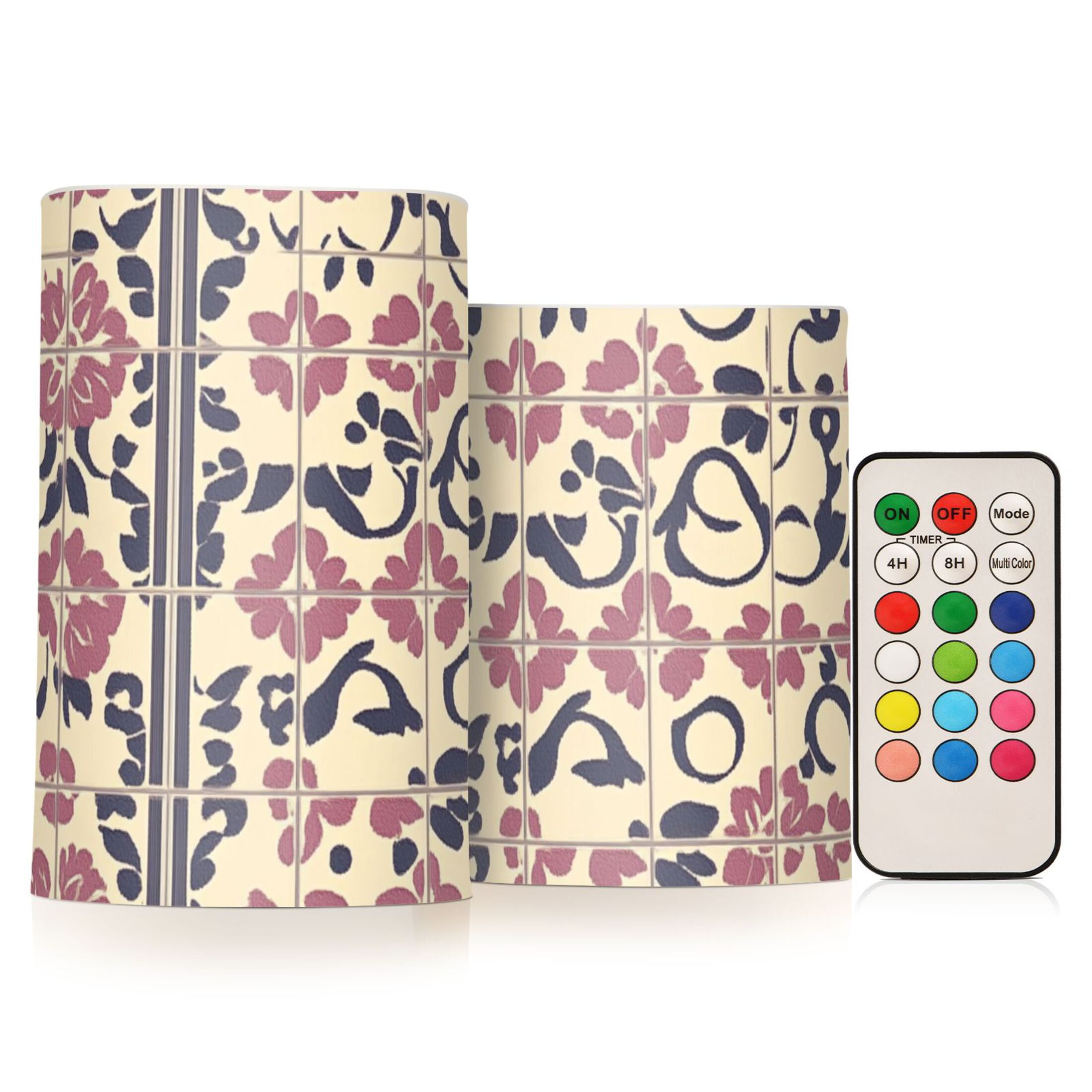 Pink Elements Floral Flickering Flameless Candles Battery Operated with ...