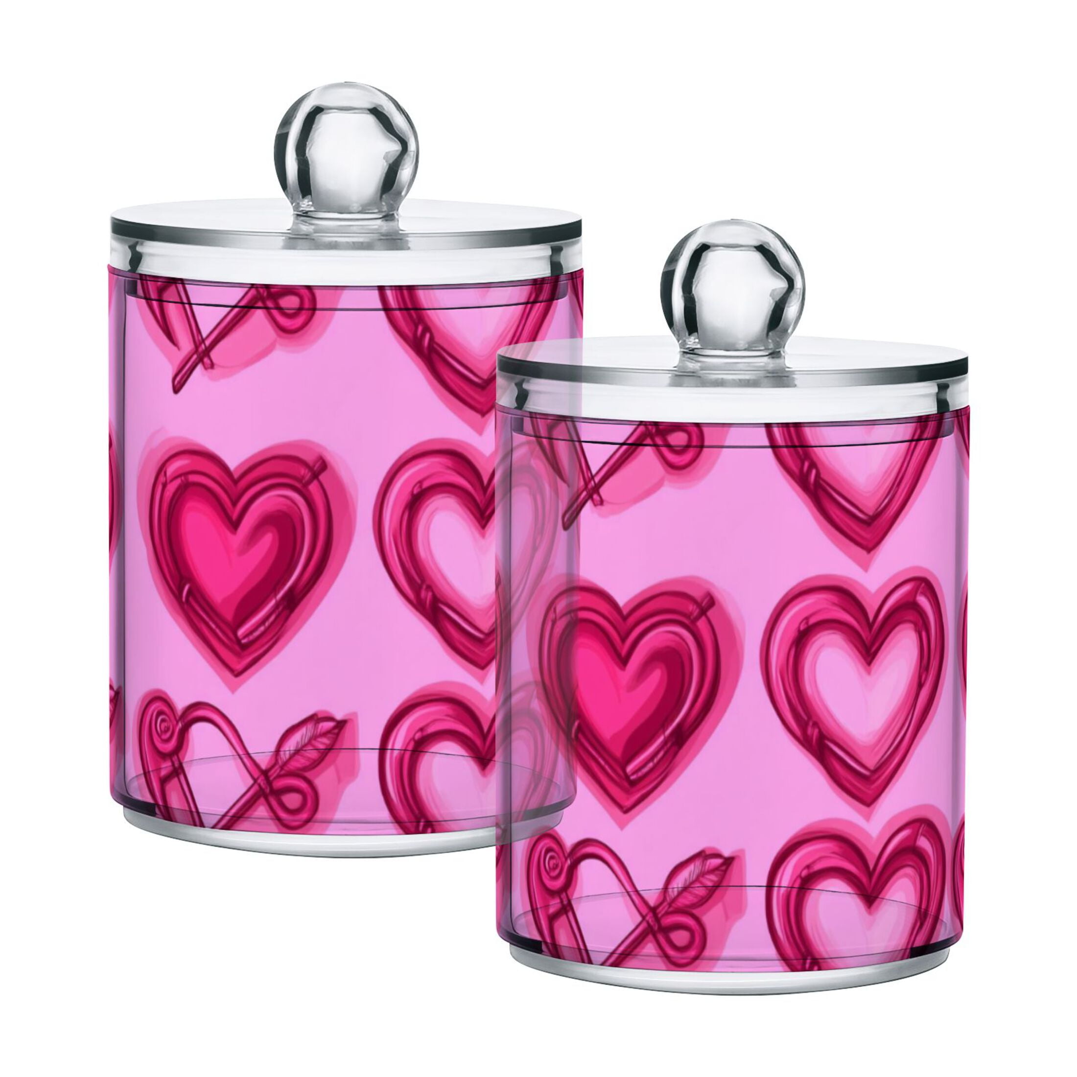 Pink Elements Romantic Cotton Swabs Cans Translucent Plastic Canisters ...