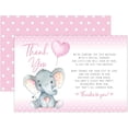 Pink Elephant Baby Shower, Thank You Cards 20 Count Pre-written Thank ...