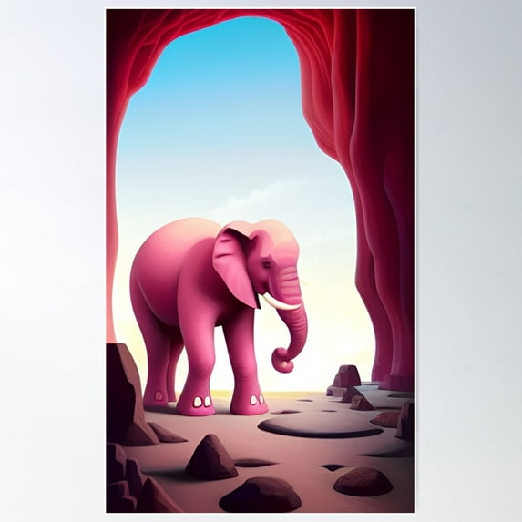 Pink Elephant Poster Wall Art, Modern Wall Decor For Living Room ...