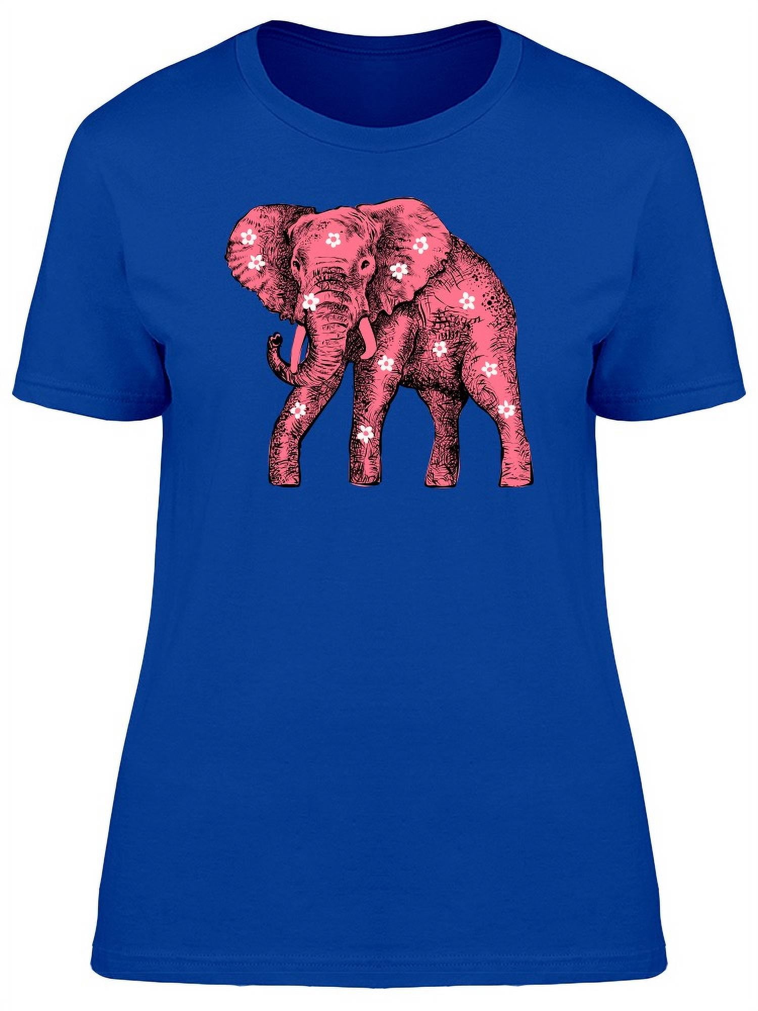 Pink Elephant With Flowers T-Shirt Women -Image by Shutterstock, Female ...