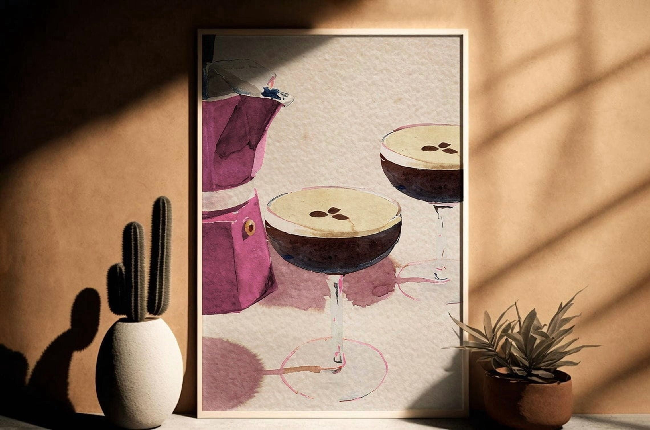 Pink Espresso Martini Coffee Machine Preppy Wall Art Unframed Paper ...