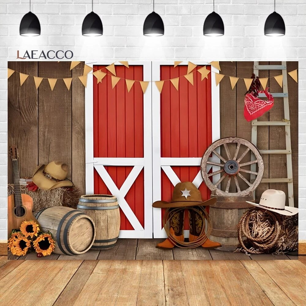 Pink Farm Barn Door Backdrop Rustic Wood House Straw Baby Shower ...