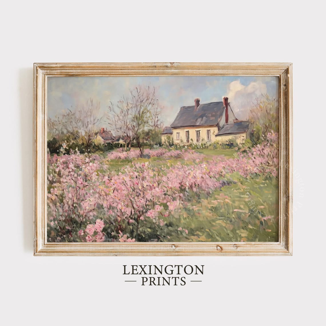 Pink Farmhouse Garden Print, Spring Wall Art, Pink Spring Decor, French ...