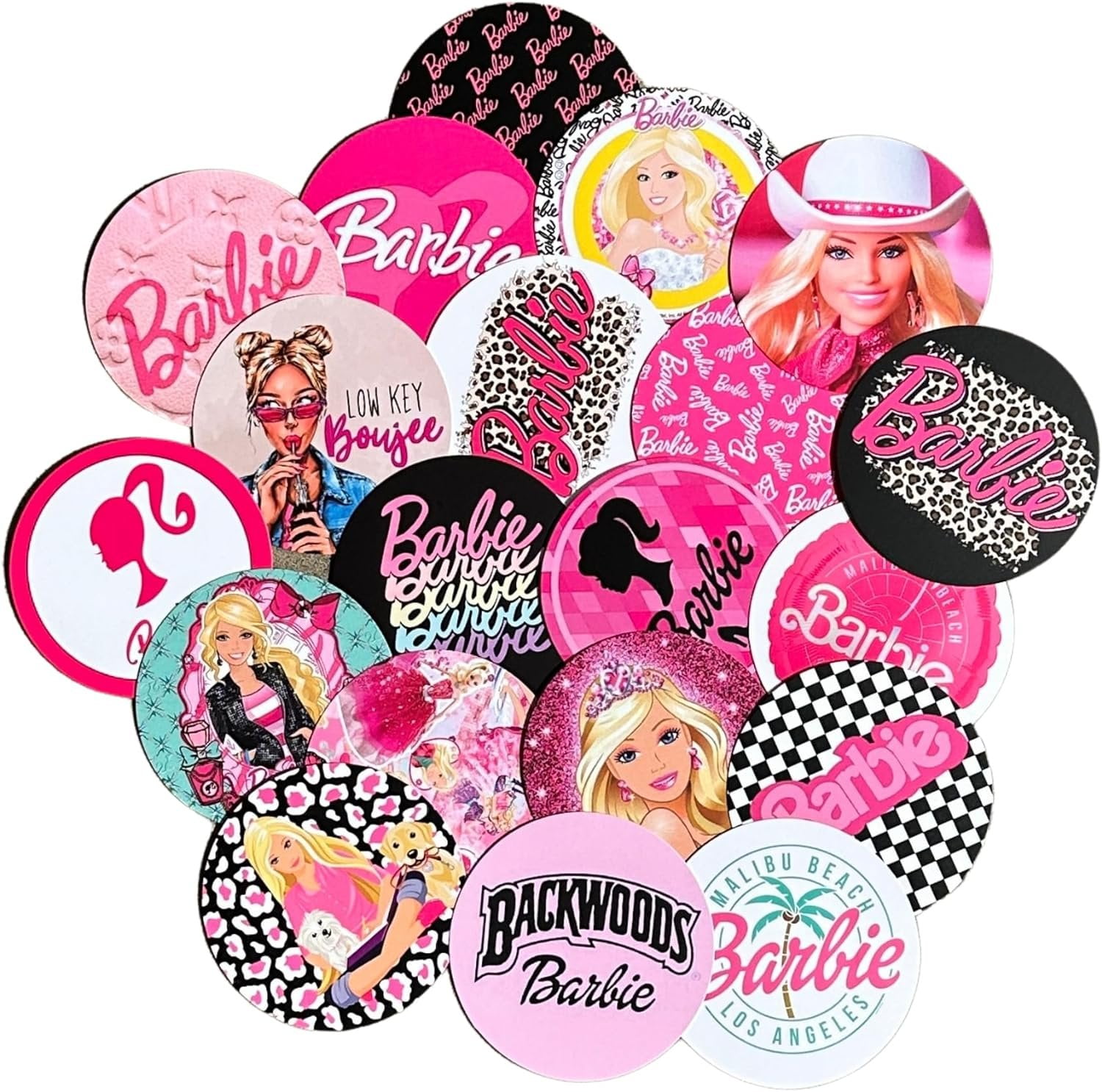 Pink Fashion Doll Freshie Cardstock Cutout Rounds 20 pk 3 inch arbie ...