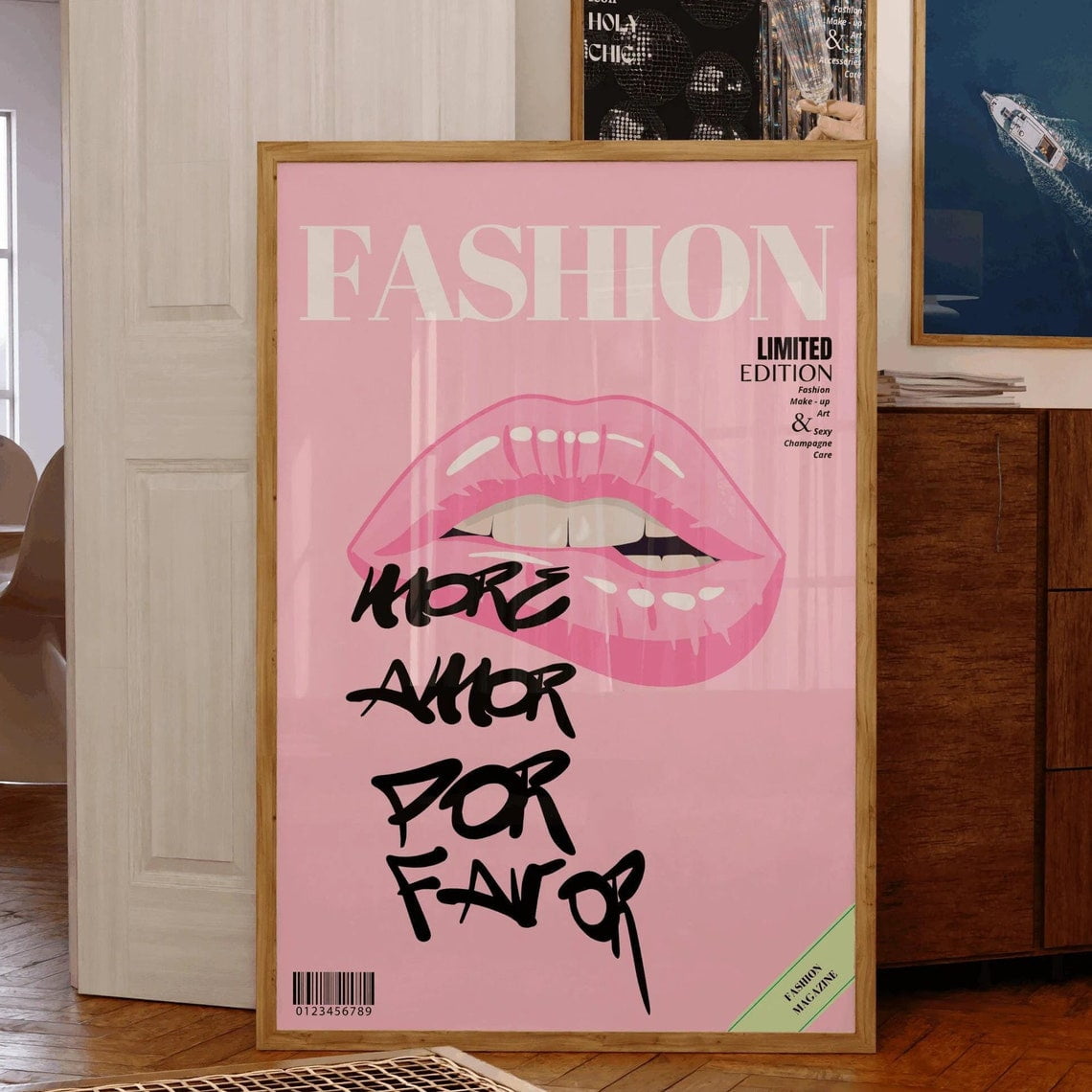 Pink Fashion Poster Lips Magazine Cover Preppy Girly 70S Print Cute ...