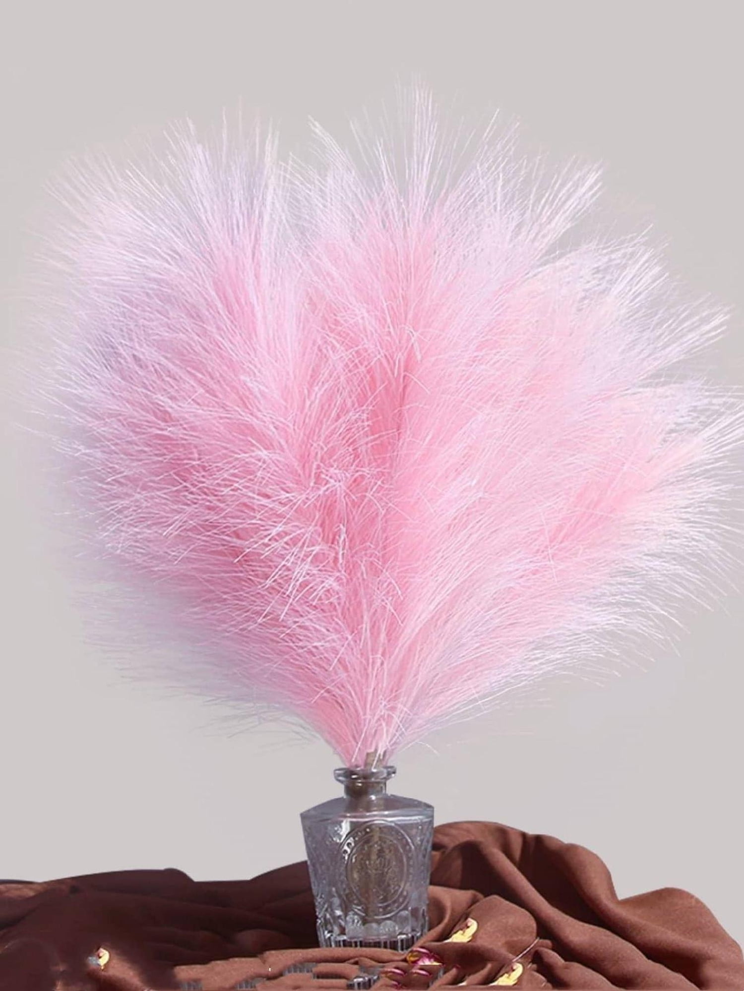 Pink Faux Pampas Grass Decor Silk Artificial Pompous Grass Branches ...