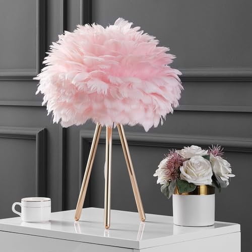 Pink Feather Lamp Tripod Lamp for for Girls Bedrooms Living Room ...