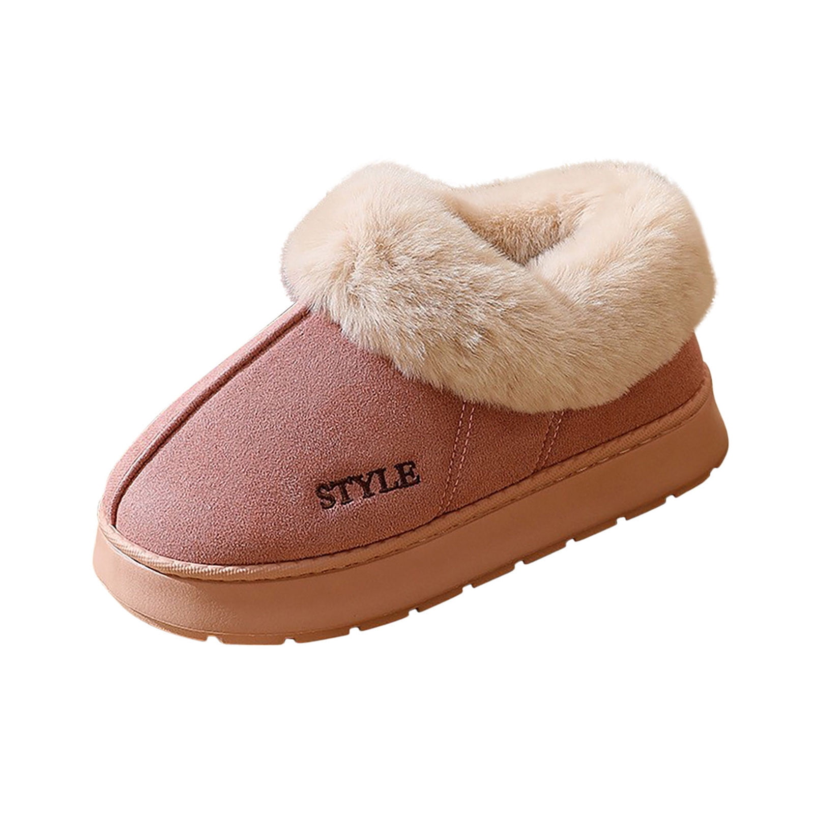 Pink Female Comfort Forward Seasonal Plush Thermal Boots With Round Toe ...