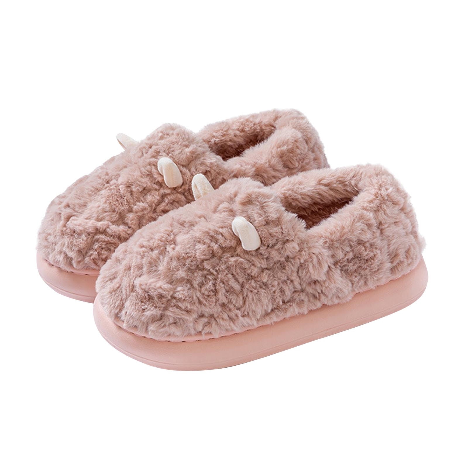 Pink Female Plush Slippers With Cozy Design For Indoor Use And ...