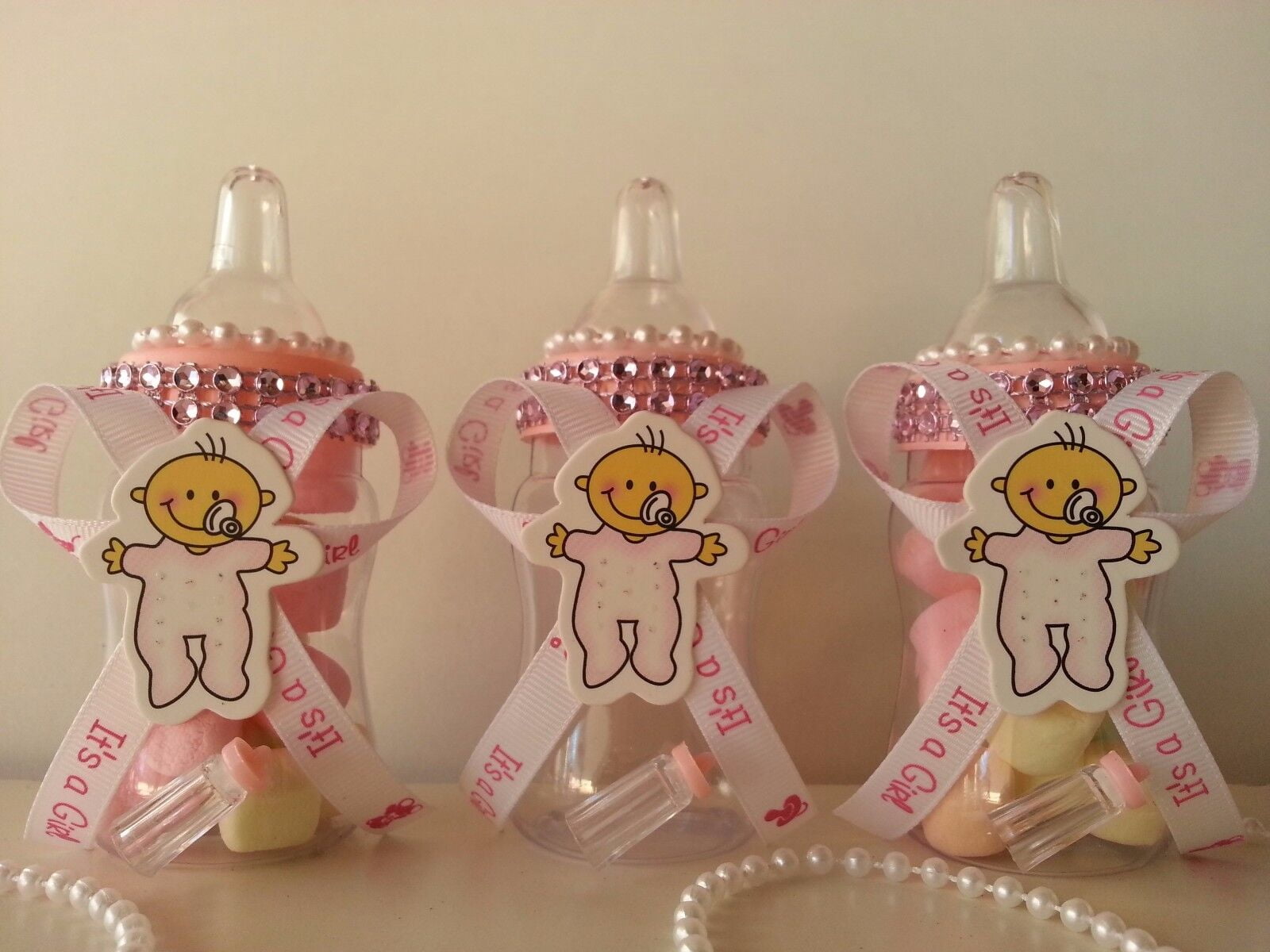 Pink Fillable Bottles Baby Shower It's a Girl Favors Prizes Game ...