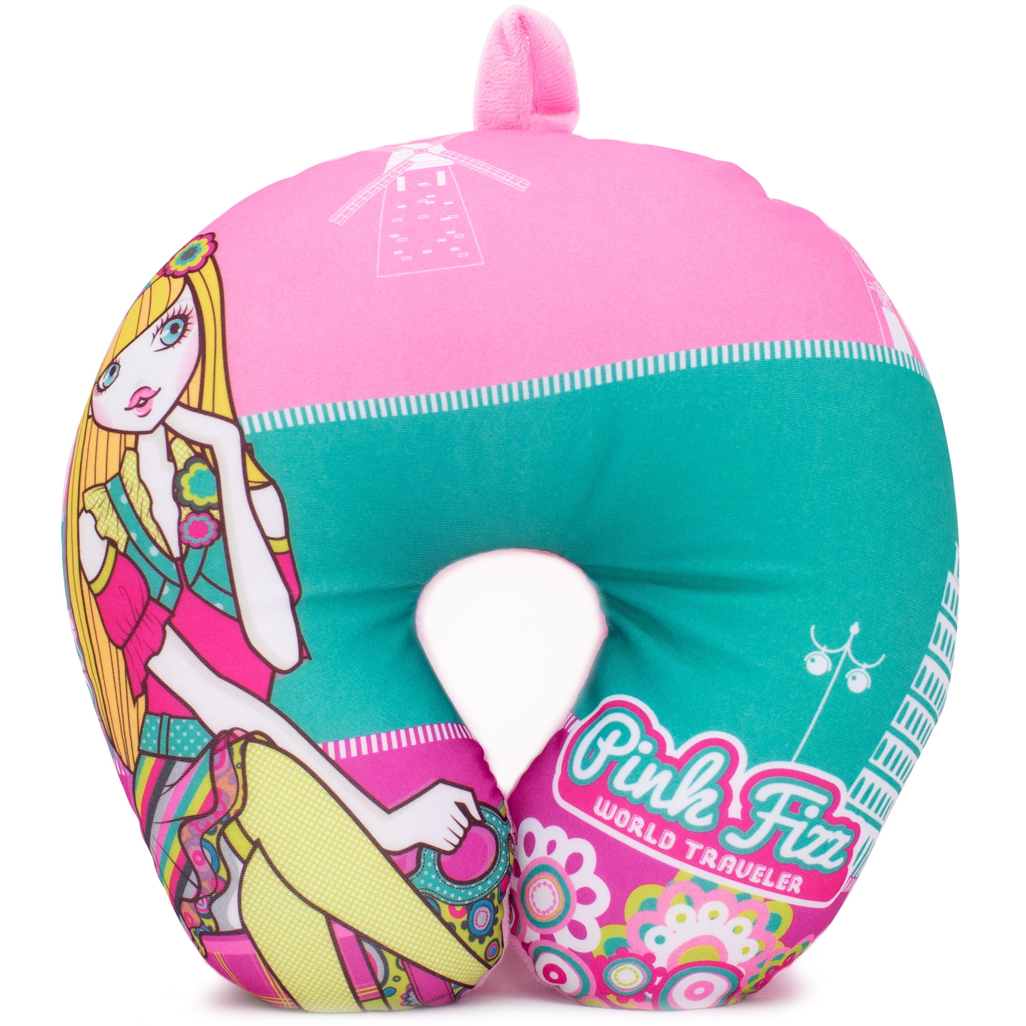 Pink Fizz Glamorous Pop-Art Soft Microbeads Travel Pillow, Supportive ...