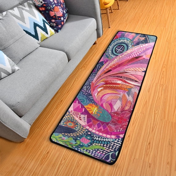 Pink Flamingo 72×24 inch Runner Rug Non-Slip Pads Ares Rugs Washable ...