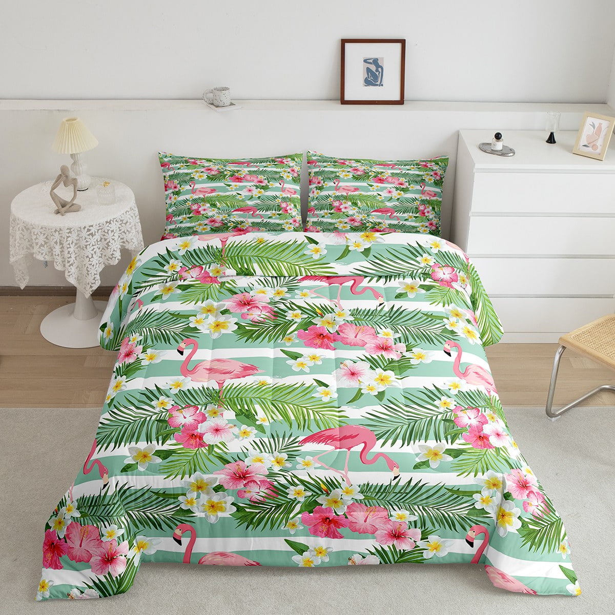 Pink Flamingo Bedding Full Flamingo Comforter Set for Girls Women Cute ...