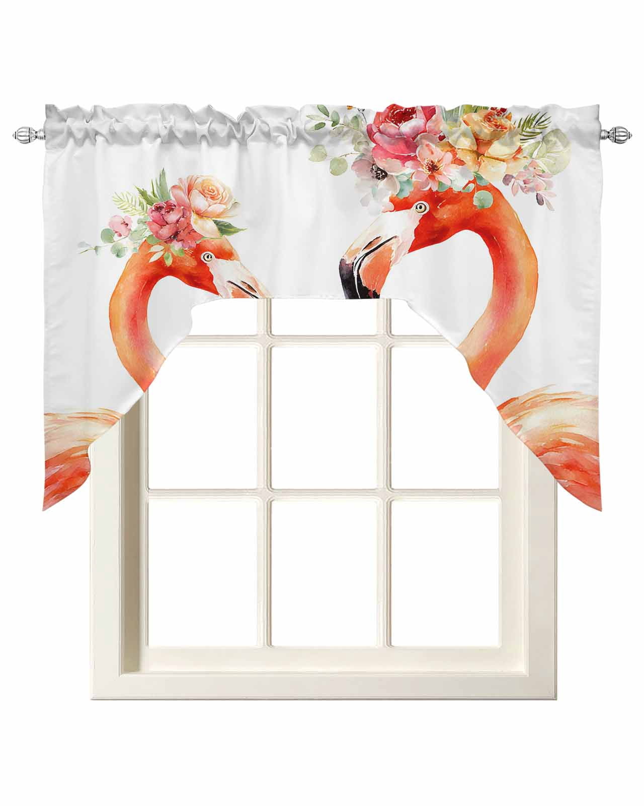 Pink Flamingo Birds Swag Valances for Windows, Small Curtains Drapes ...