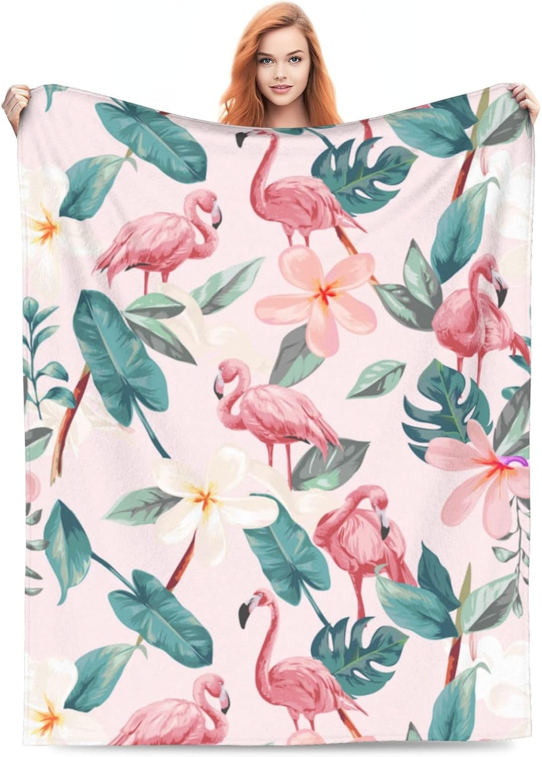 Pink Flamingo Blanket 50''x40''Cute Flower Throw Blanket for Women ...