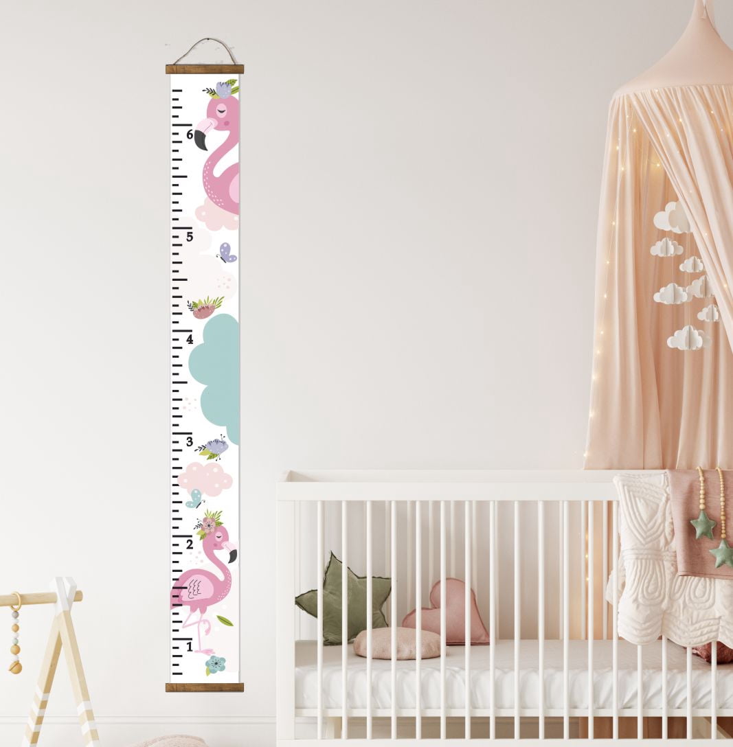 Pink Flamingo Canvas Growth Chart for Wall Nursery Decor - Girls Growth ...