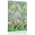 Pink Flamingo Canvas Wall Art for Living Room, Green Jungle Tropical ...