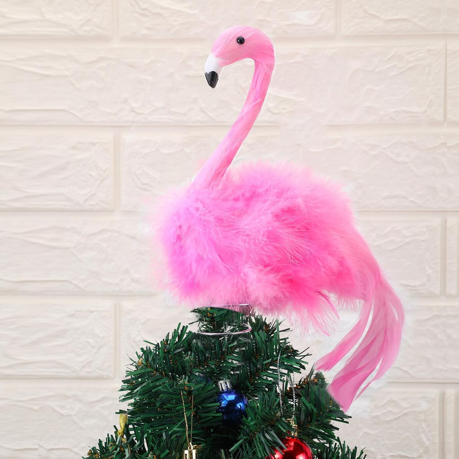 Pink Flamingo Christmas Tree Topper Artificial Feather Flamingo ...