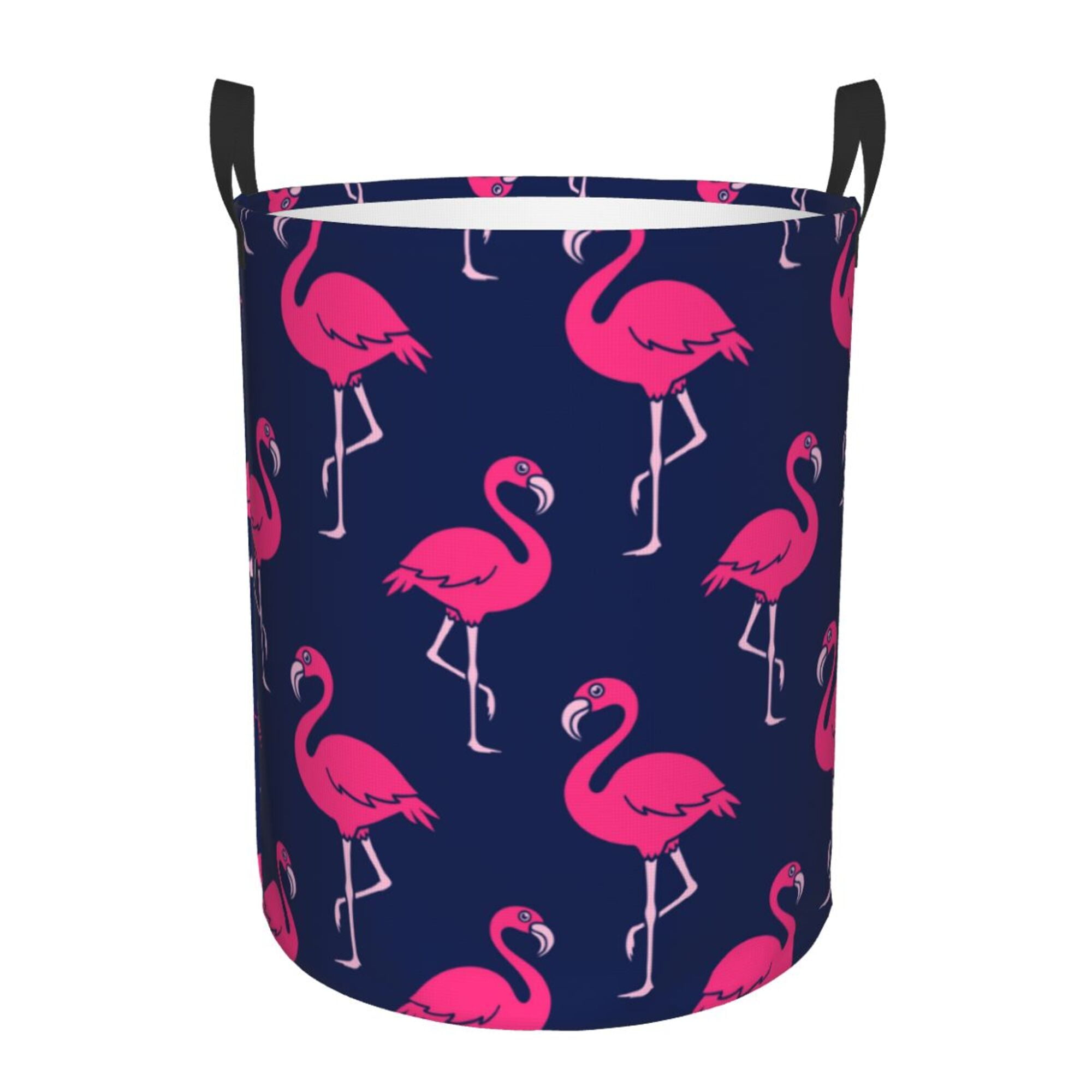 Pink Flamingo Circular Laundry Basket (With Handle) Waterproof Oxford ...