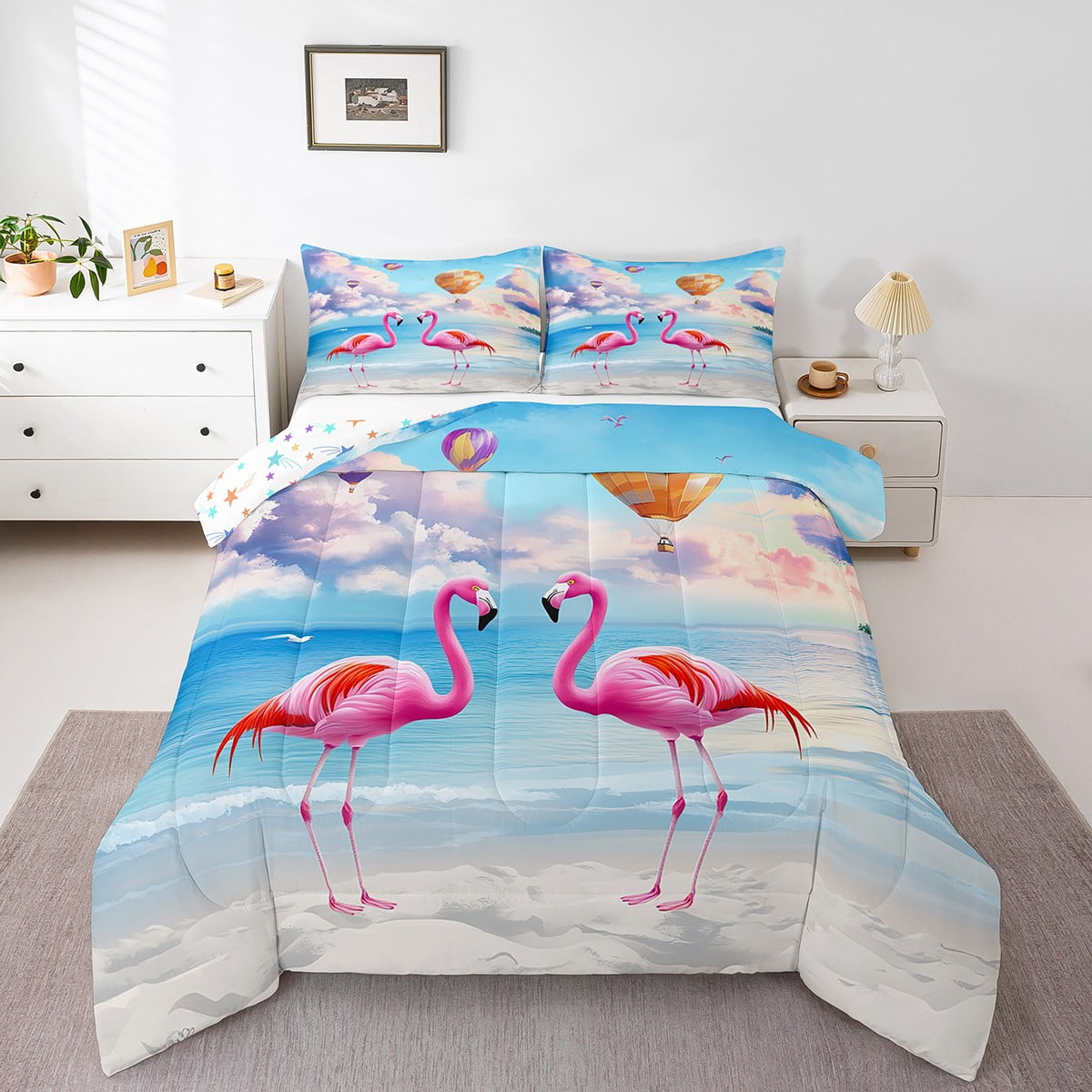 Pink Flamingo Comforter Set Flamingo Decor Bedding King Size Rustic ...