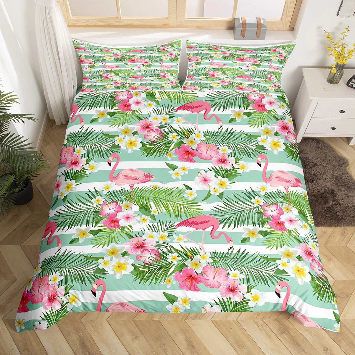 Pink Flamingo Duvet Cover Queen Flamingo Bedding Set for Girls Women ...