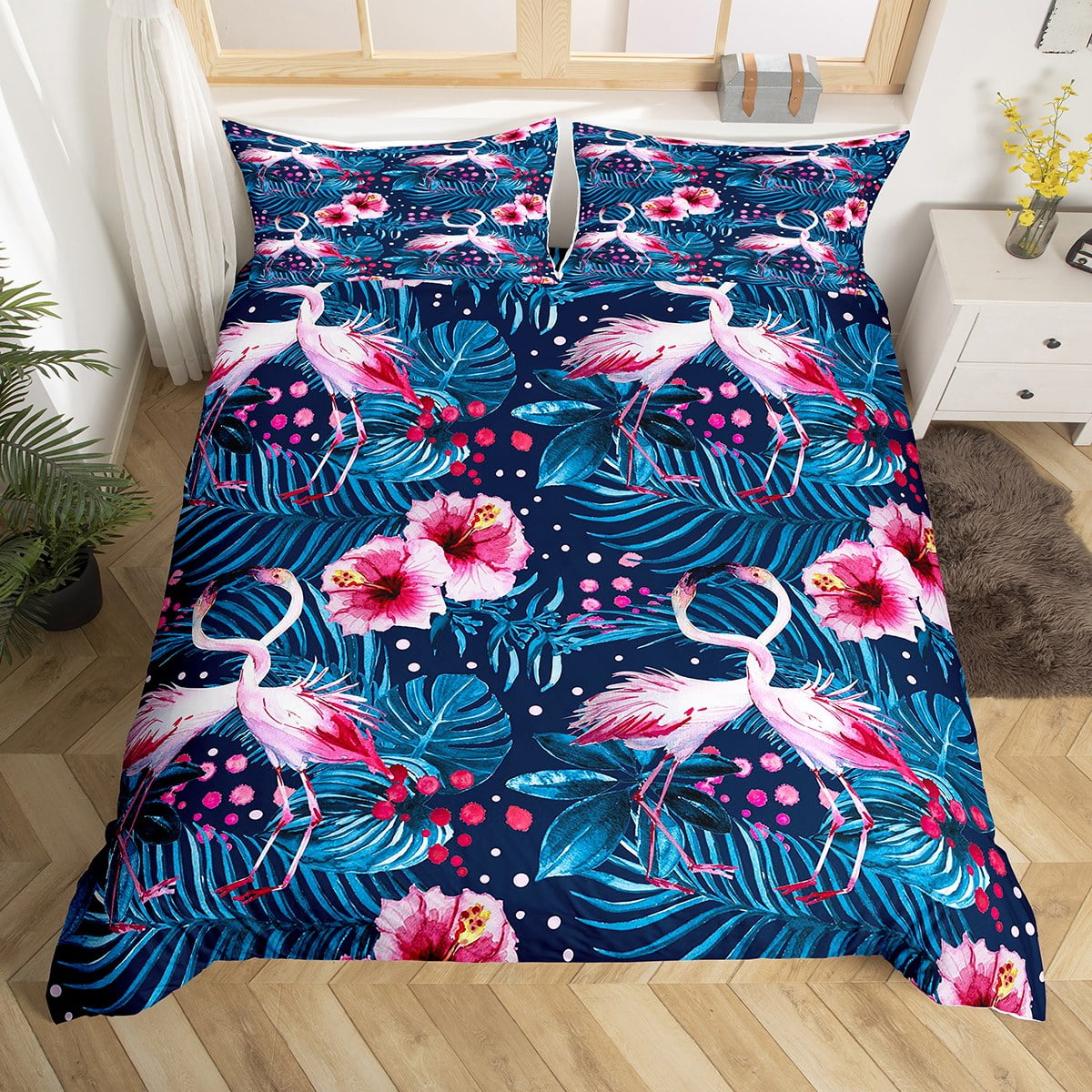Pink Flamingo Duvet Cover Twin for Girls Women Flamingo Decor Bedding ...