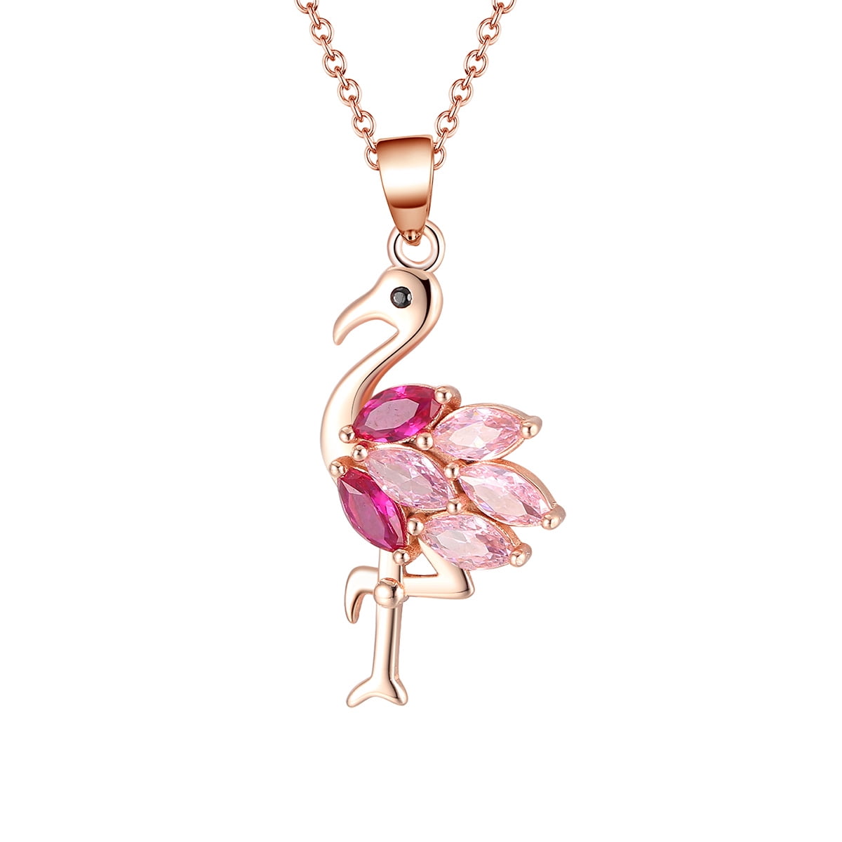 Ginger Lyne Collection: Pink Flamingo Bird Necklace, Sterling Silver ...
