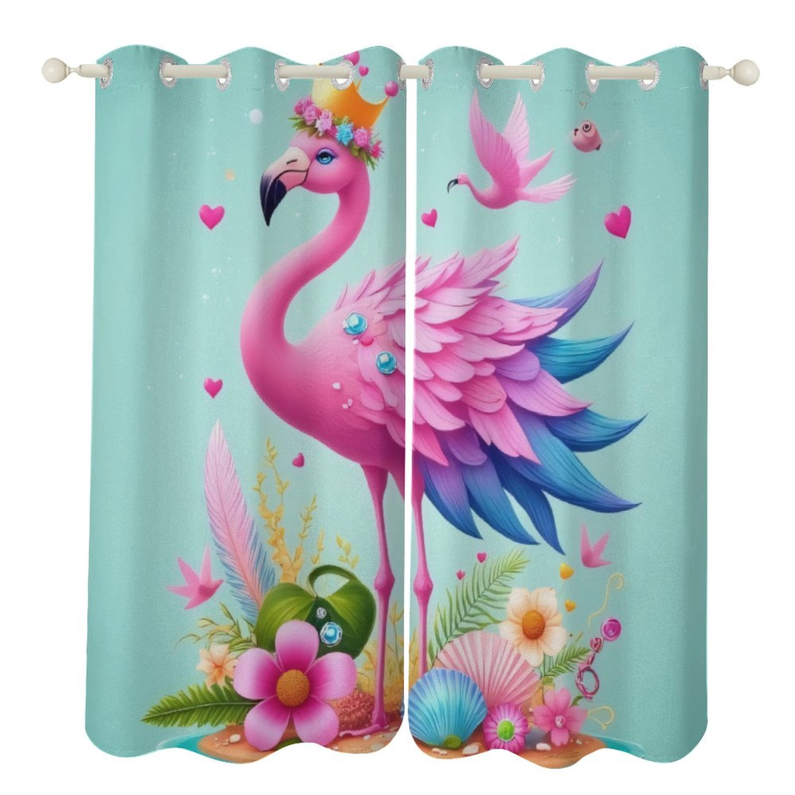 Pink Flamingo Fantasy Garden Blackout Window Curtains for Bedroom ...