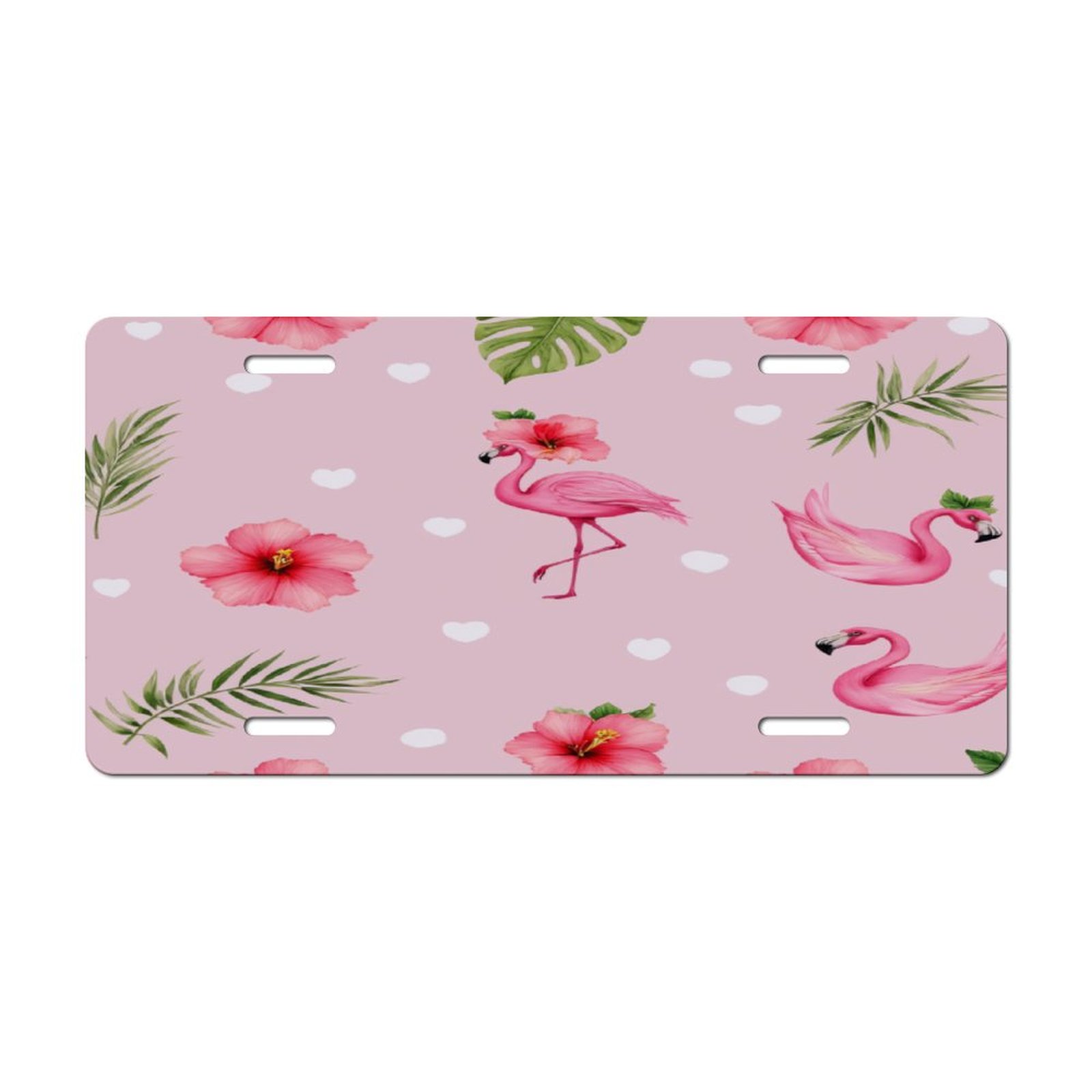 Pink Flamingo Hibiscus Pattern Car Decorative Front License Plate ...