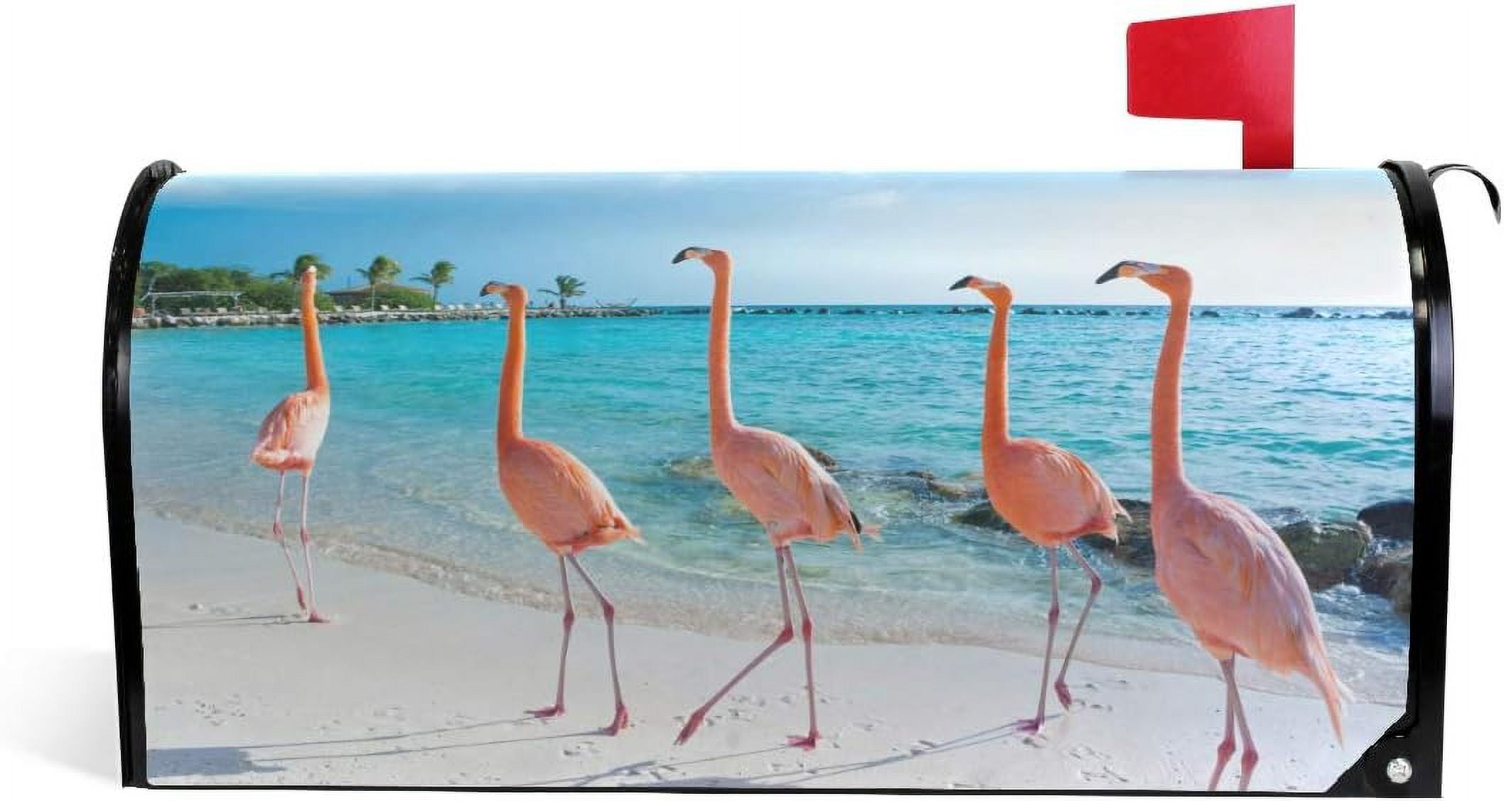 Pink Flamingo Magnetic Magnetic Mailbox Cover Standard Size for Garden ...
